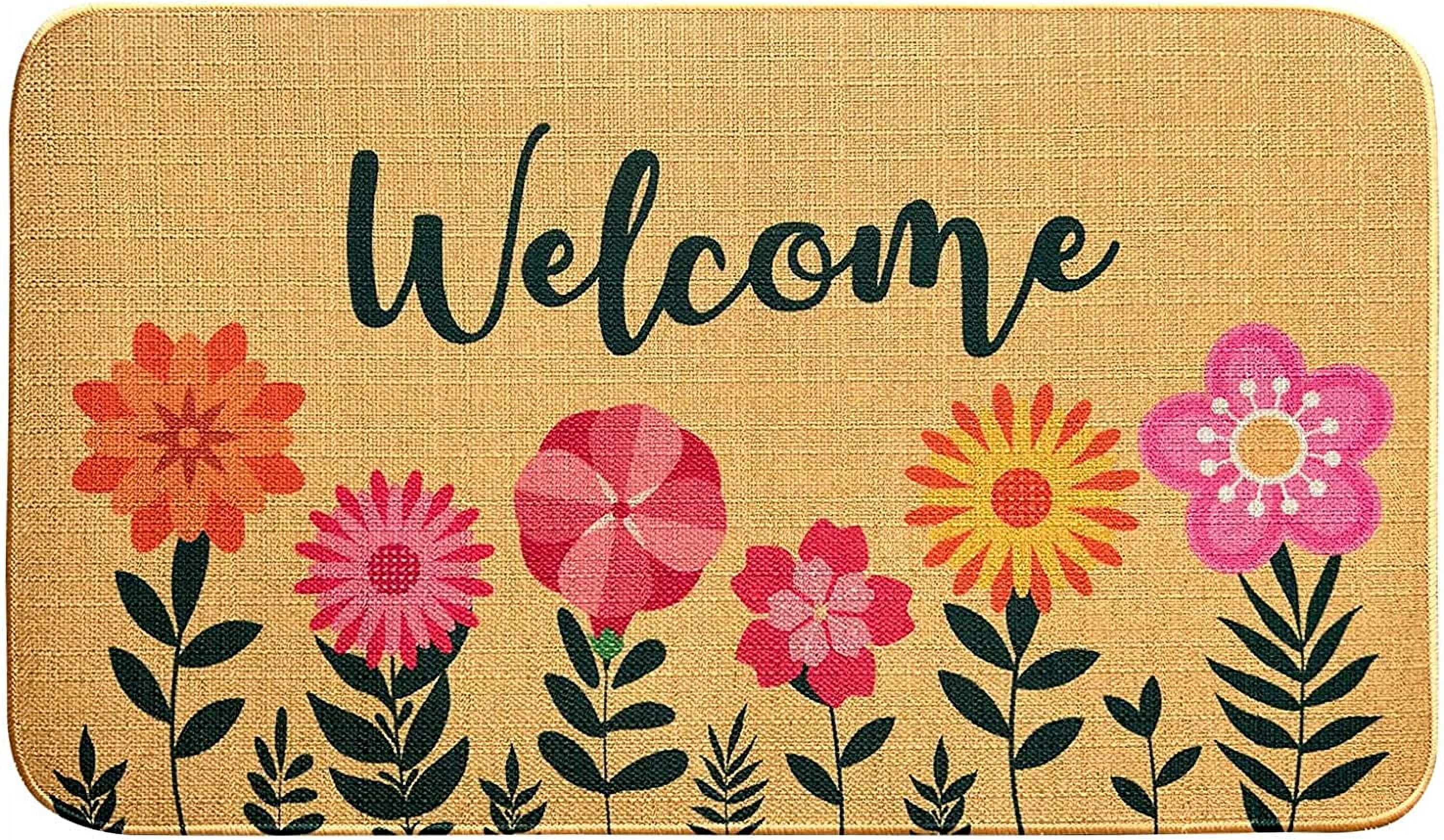 Welcome Door Mat Outdoor Indoor Sunflower Flower Doormat, 30"x17 ...