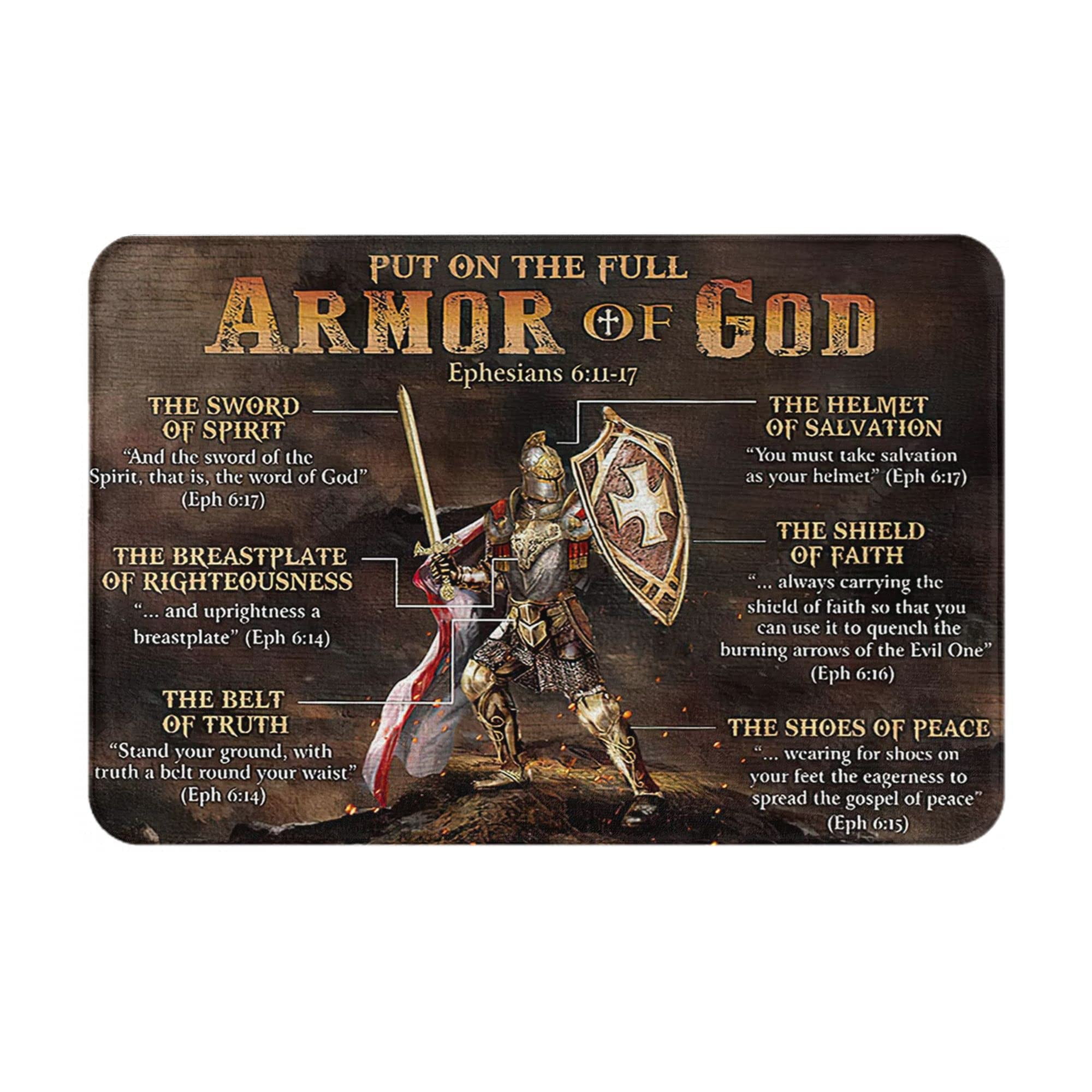 Welcome Door Mats Warrior of God Put on The Full Armor of God Rugs Rug ...