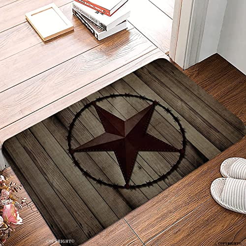 Welcome Door Mats Western Texas Star Greeting Front Porch Rugs Indoor ...