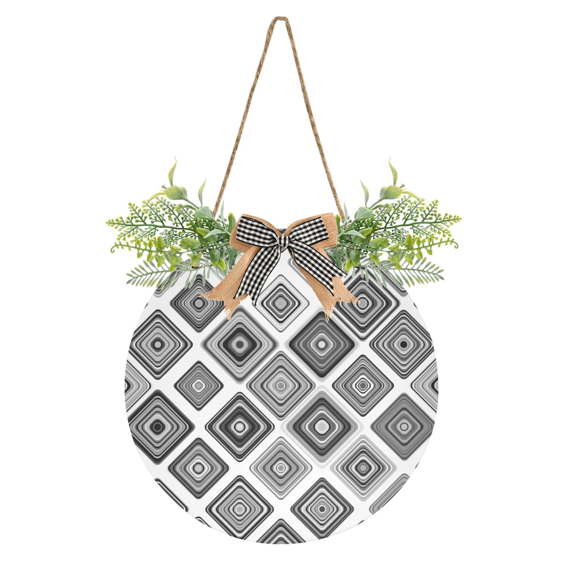 Welcome Door Sign Abstract Geometric 11.8" Round Front Entrance Hanging ...