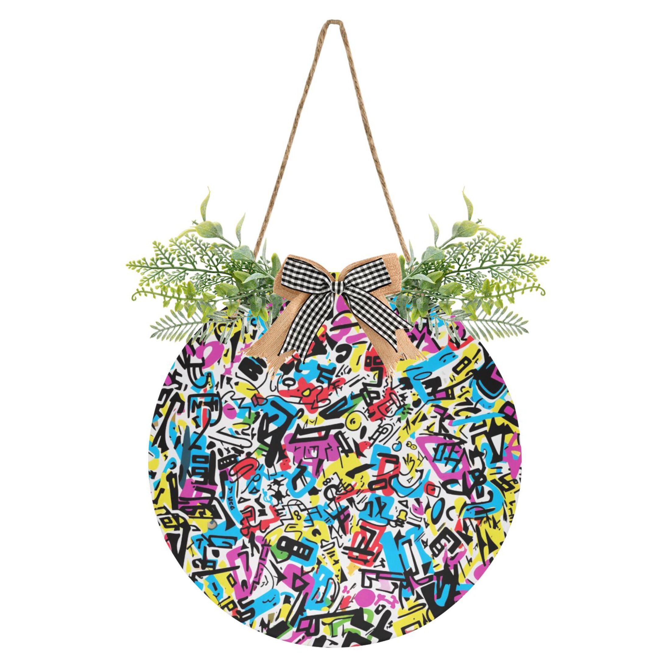 Welcome Door Sign Abstract Pattern 11.8" Round Front Entrance Hanging ...