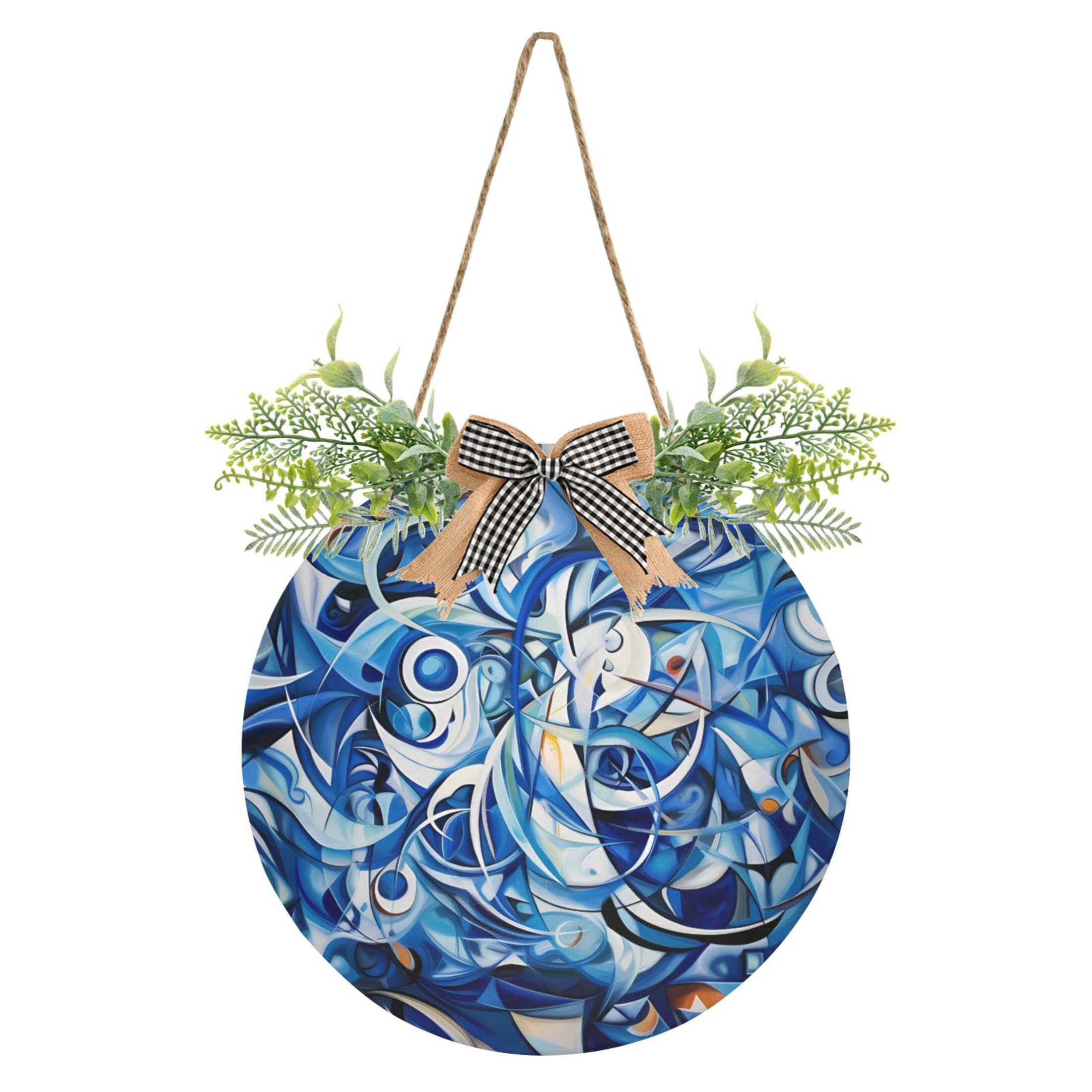 Welcome Door Sign Abstract Pattern 11.8" Round Front Entrance Hanging ...