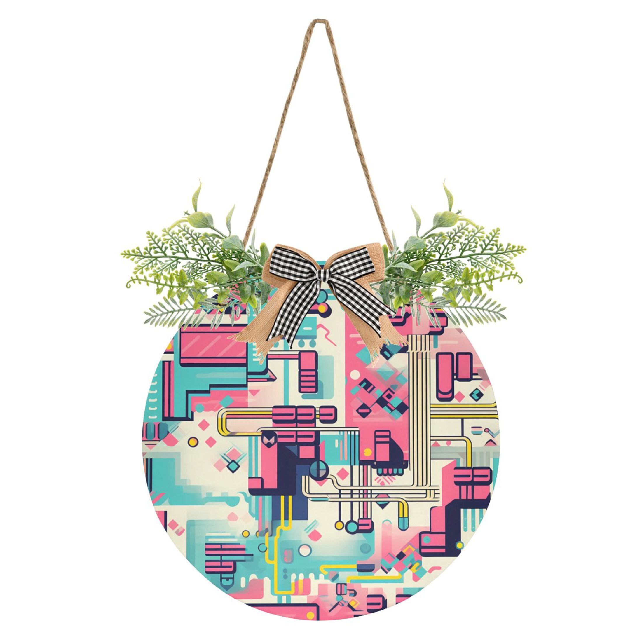 Welcome Door Sign Abstract Pattern 11.8" Round Front Entrance Hanging ...