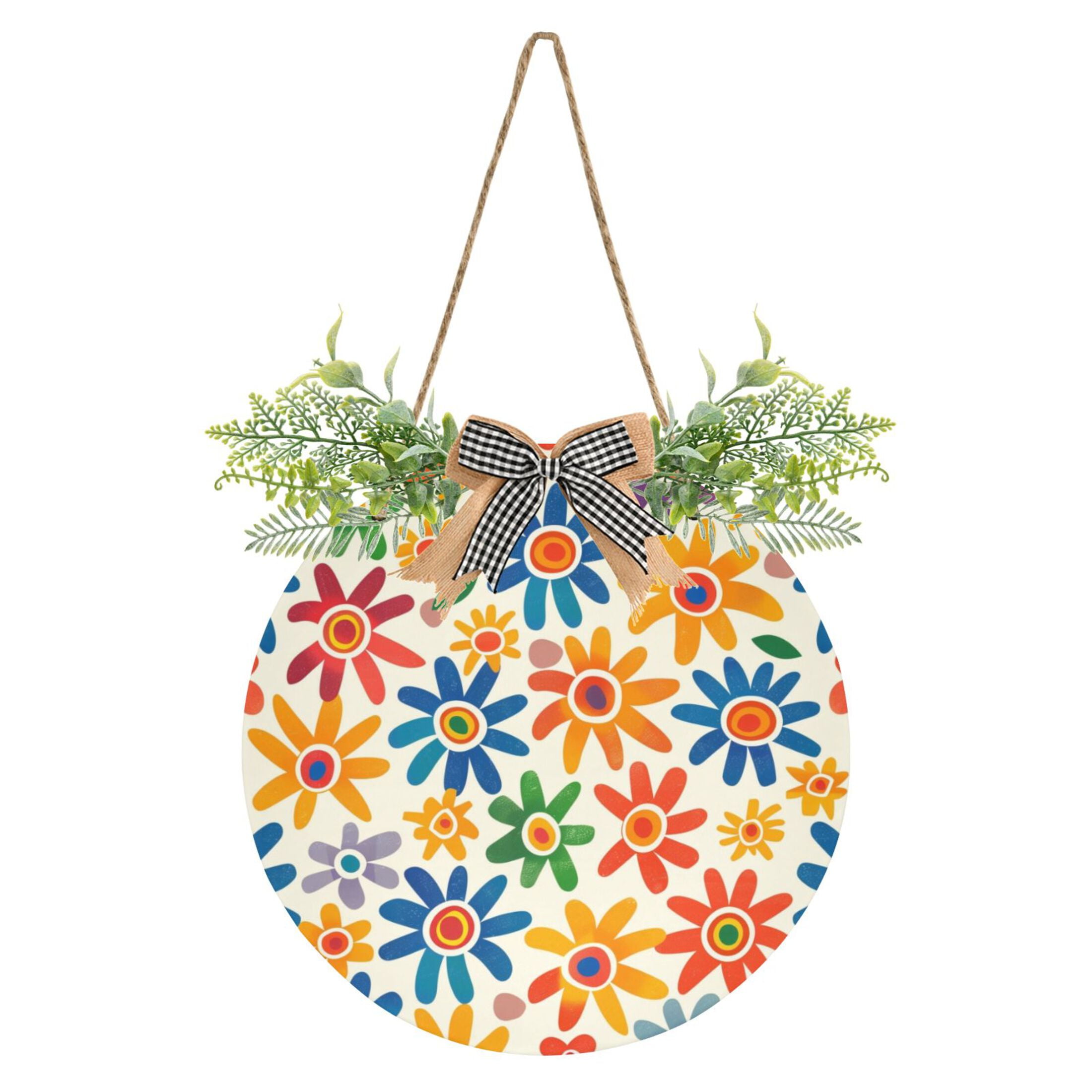 Welcome Door Sign Abstract Sunflowers 11.8" Round Front Entrance ...