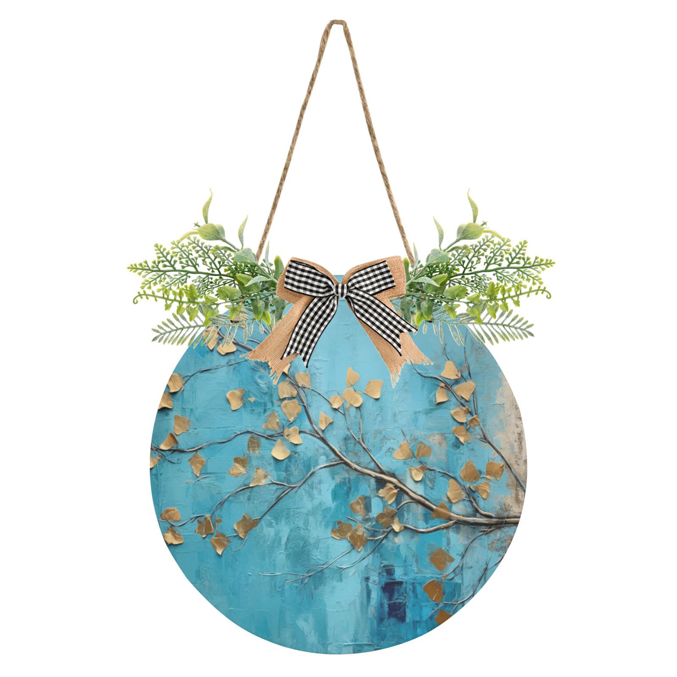 Welcome Door Sign Abstract Tree Branch 11.8" Round Front Entrance ...