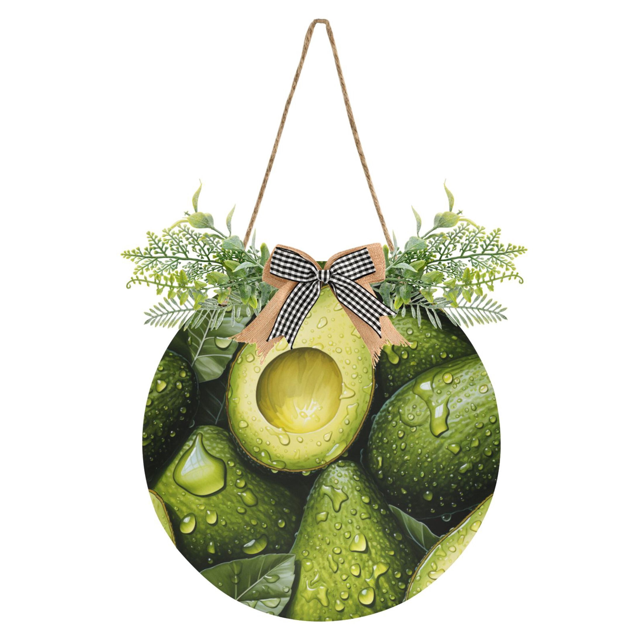 Welcome Door Sign Avocado Fruit 11.8" Round Front Entrance Hanging Sign ...