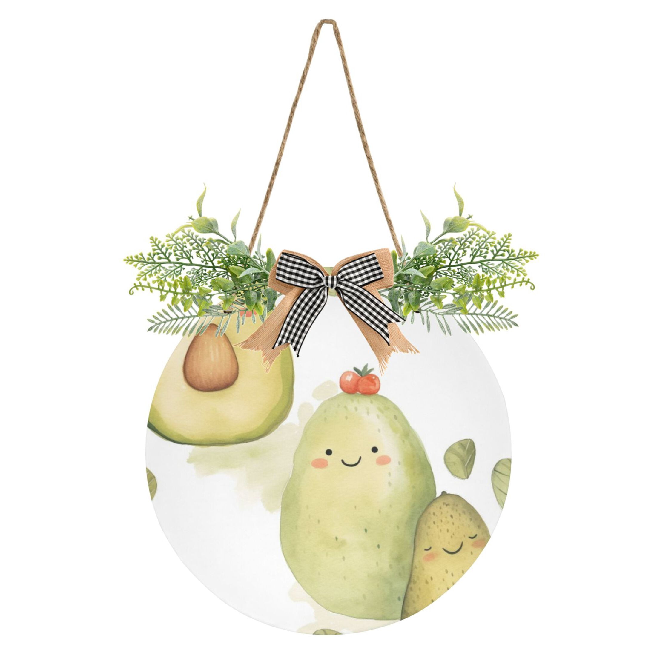 Welcome Door Sign Avocado Fruits 11.8" Round Front Entrance Hanging ...