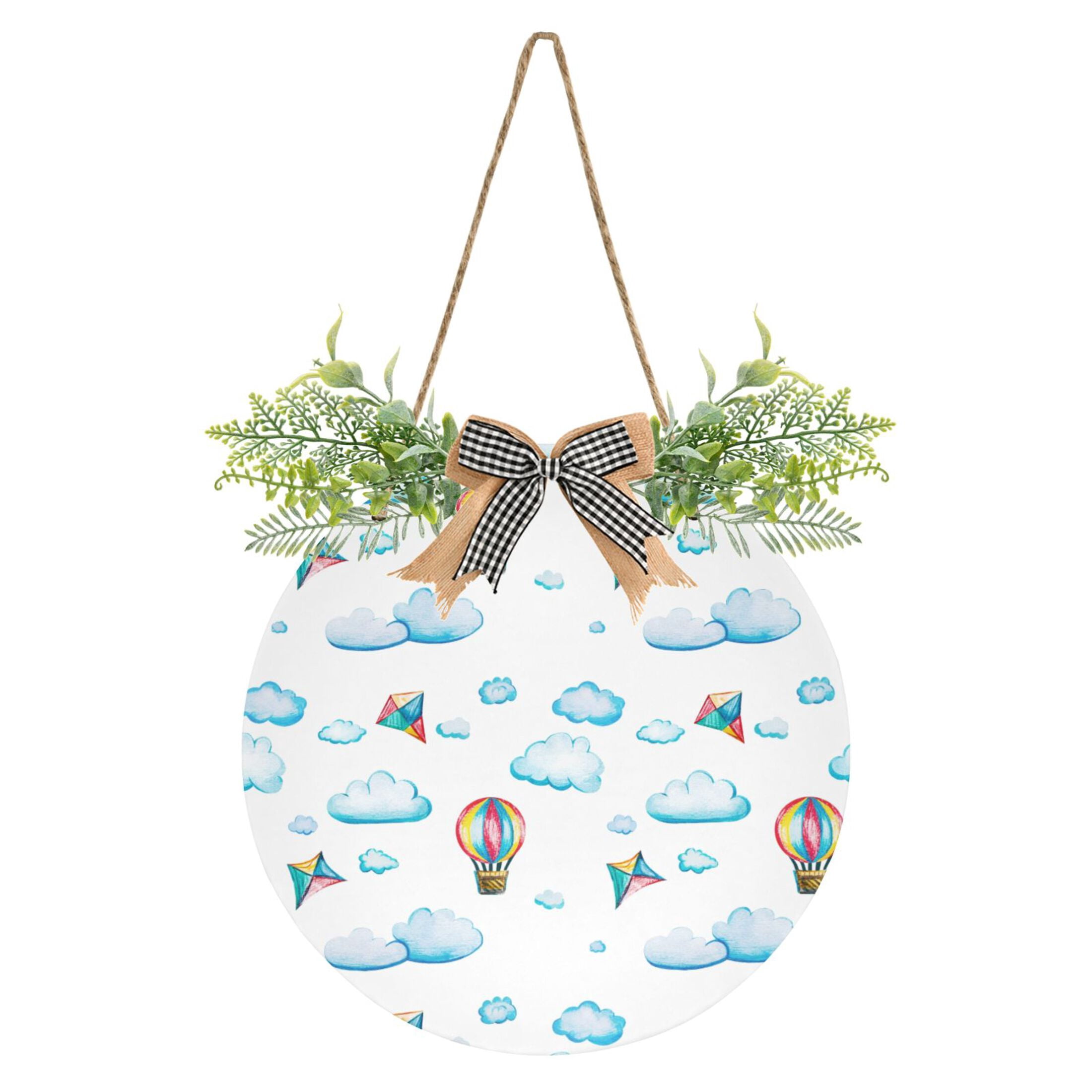 Welcome Door Sign Balloon and Kite 11.8" Round Front Entrance Hanging ...