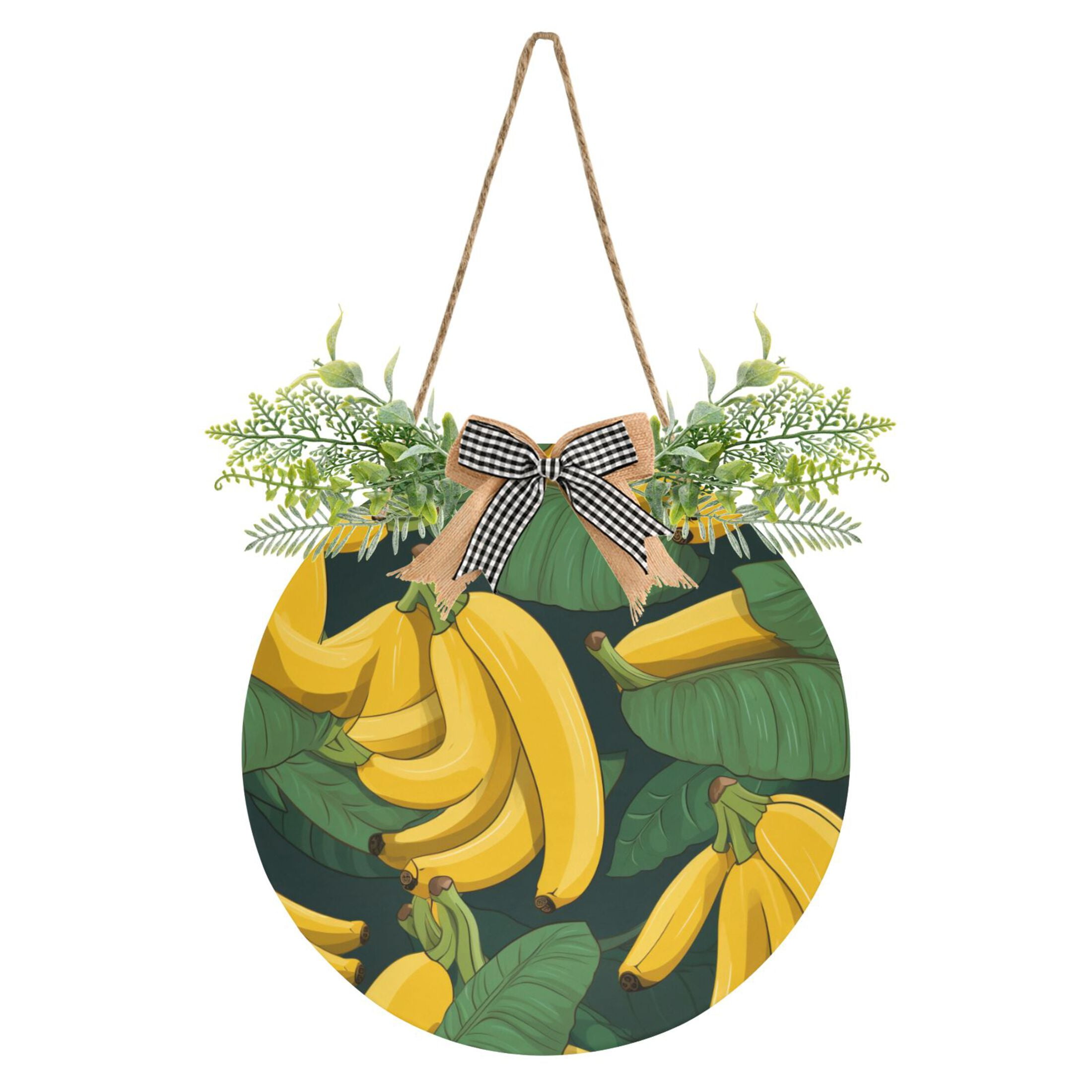 Welcome Door Sign Bananas 11.8" Round Front Entrance Hanging Sign with ...