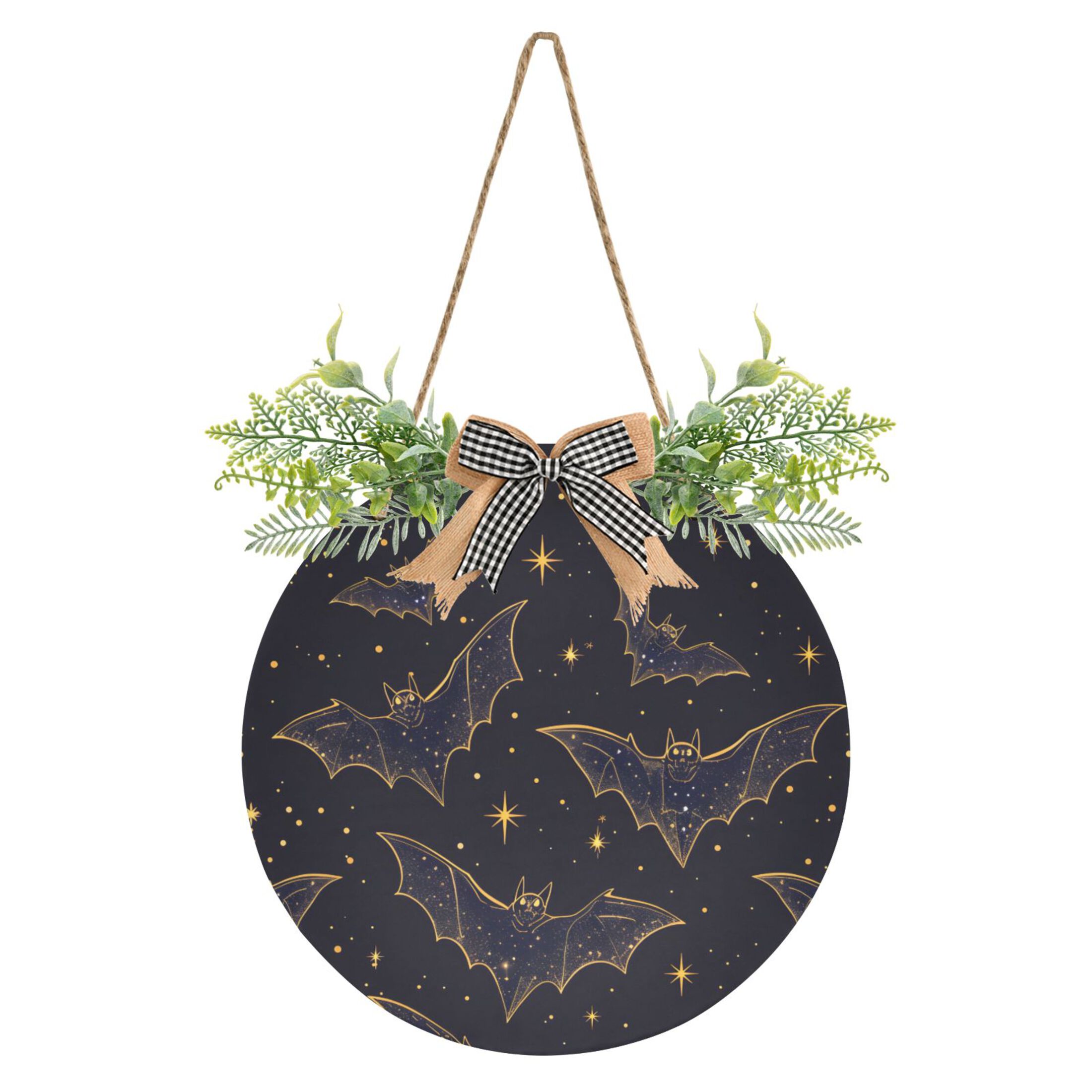 Welcome Door Sign Bats 11.8" Round Front Entrance Hanging Sign with ...