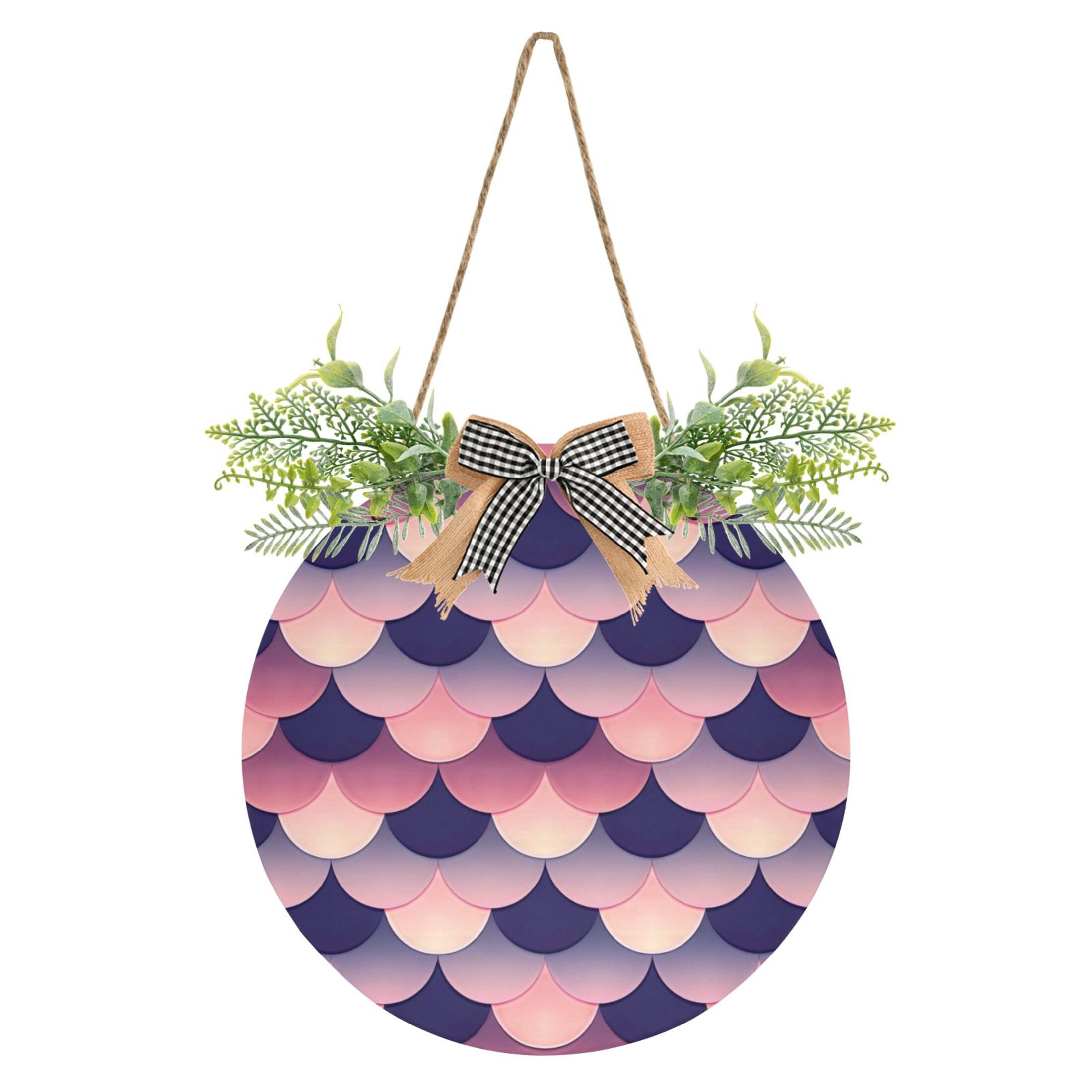 Welcome Door Sign Beautiful Fish Scales 11.8" Round Front Entrance ...