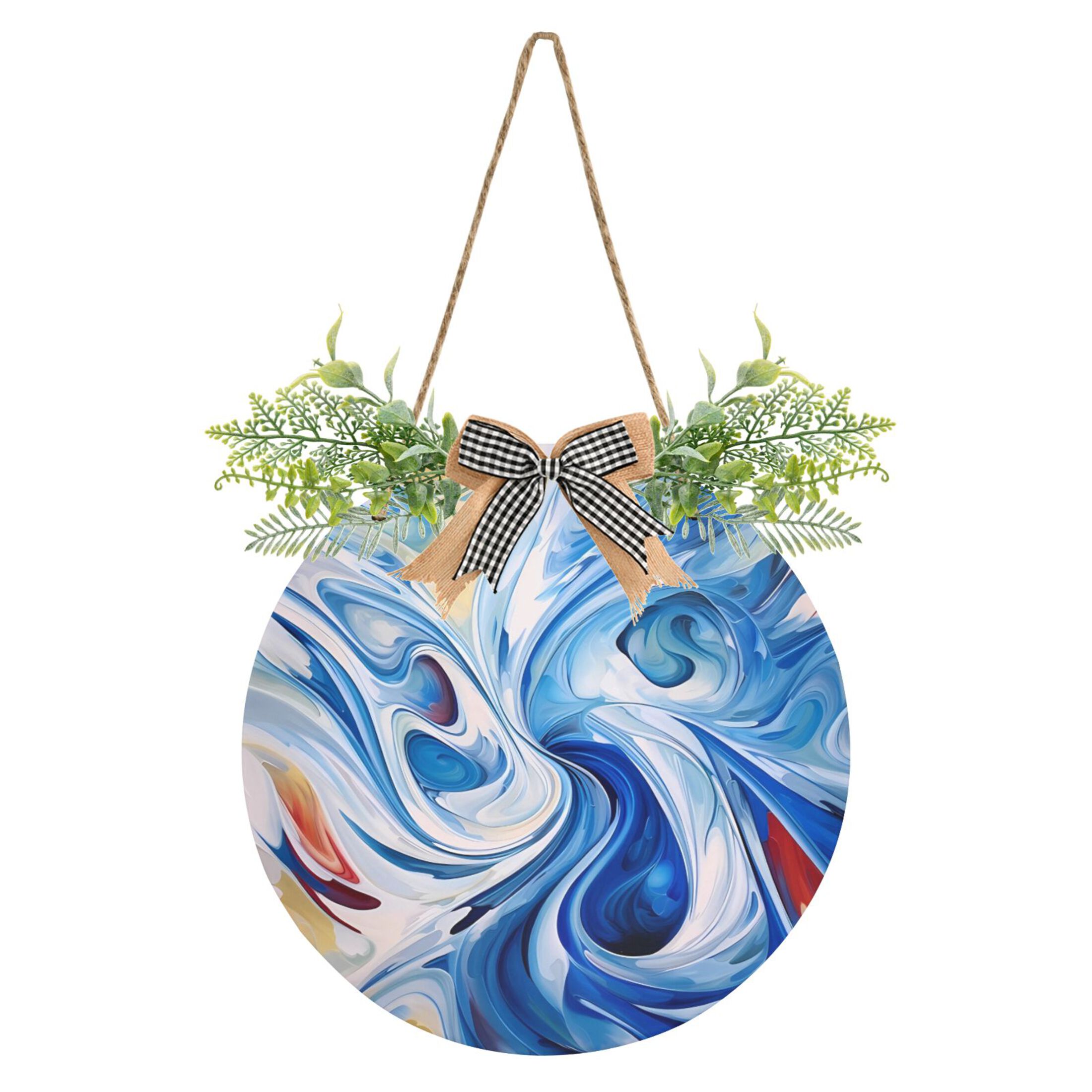 Welcome Door Sign Blue with Liquid 11.8" Round Front Entrance Hanging ...