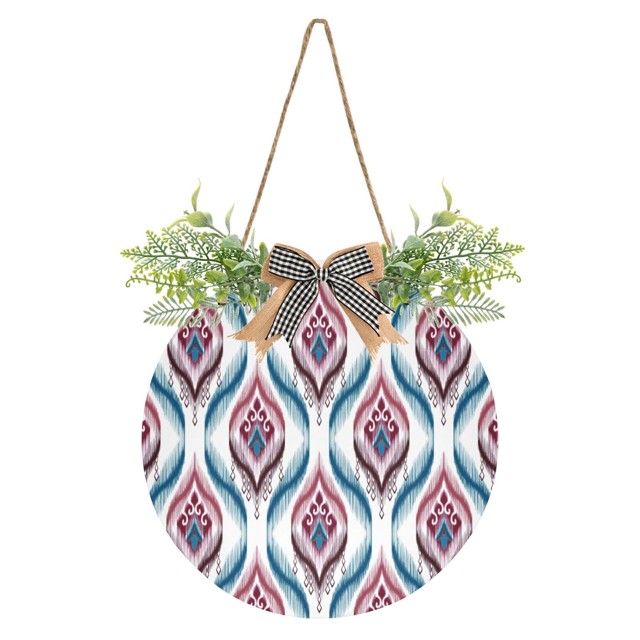 Welcome Door Sign Bohomia Tribal Indian Ethnic 11.8" Round Front ...