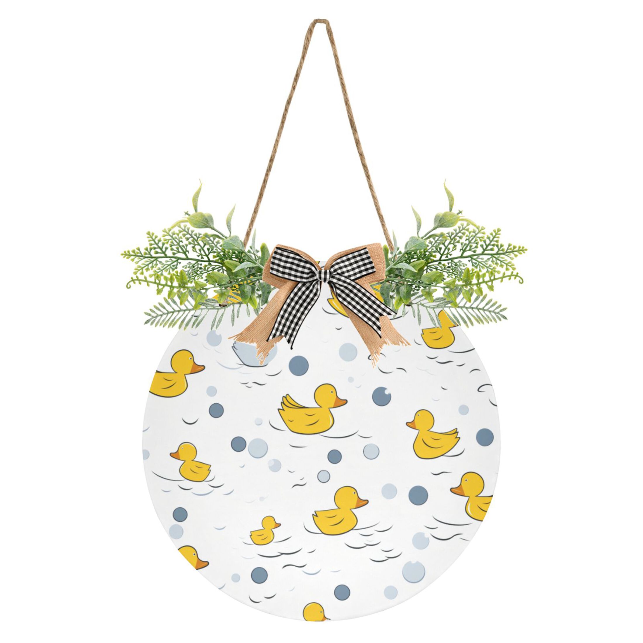 Welcome Door Sign Cartoon Ducks 11.8" Round Front Entrance Hanging Sign ...