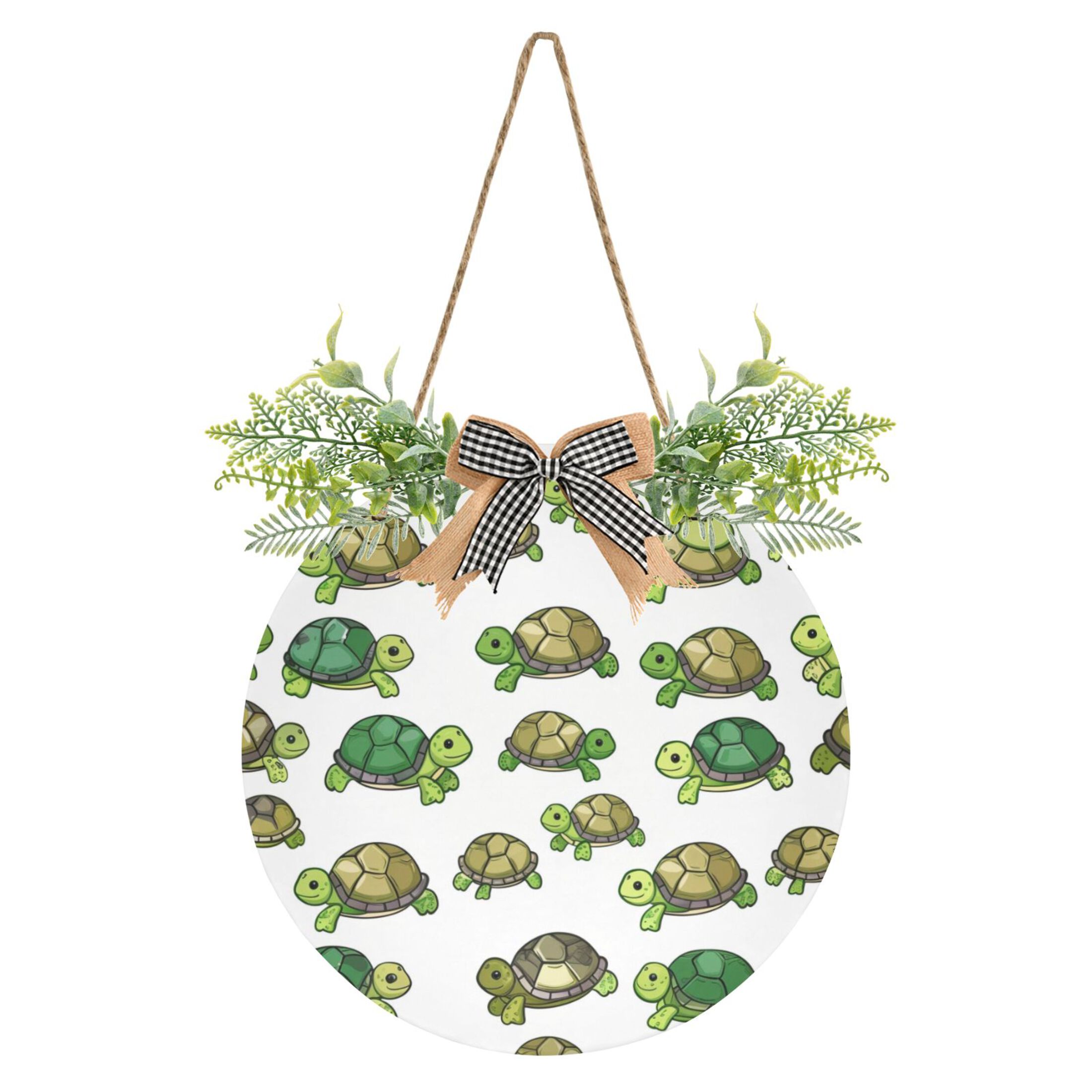 Welcome Door Sign Cartoon Turtles 11.8" Round Front Entrance Hanging ...