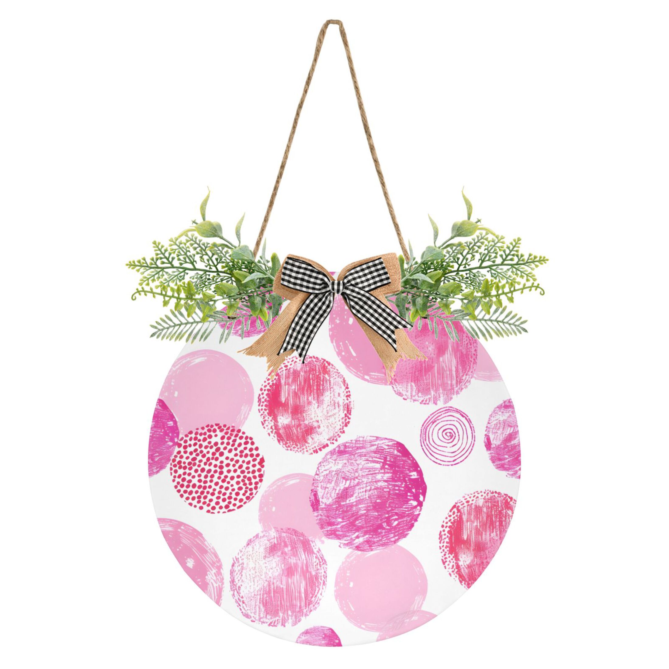 Welcome Door Sign Circles and Polka Dots 11.8" Round Front Entrance ...