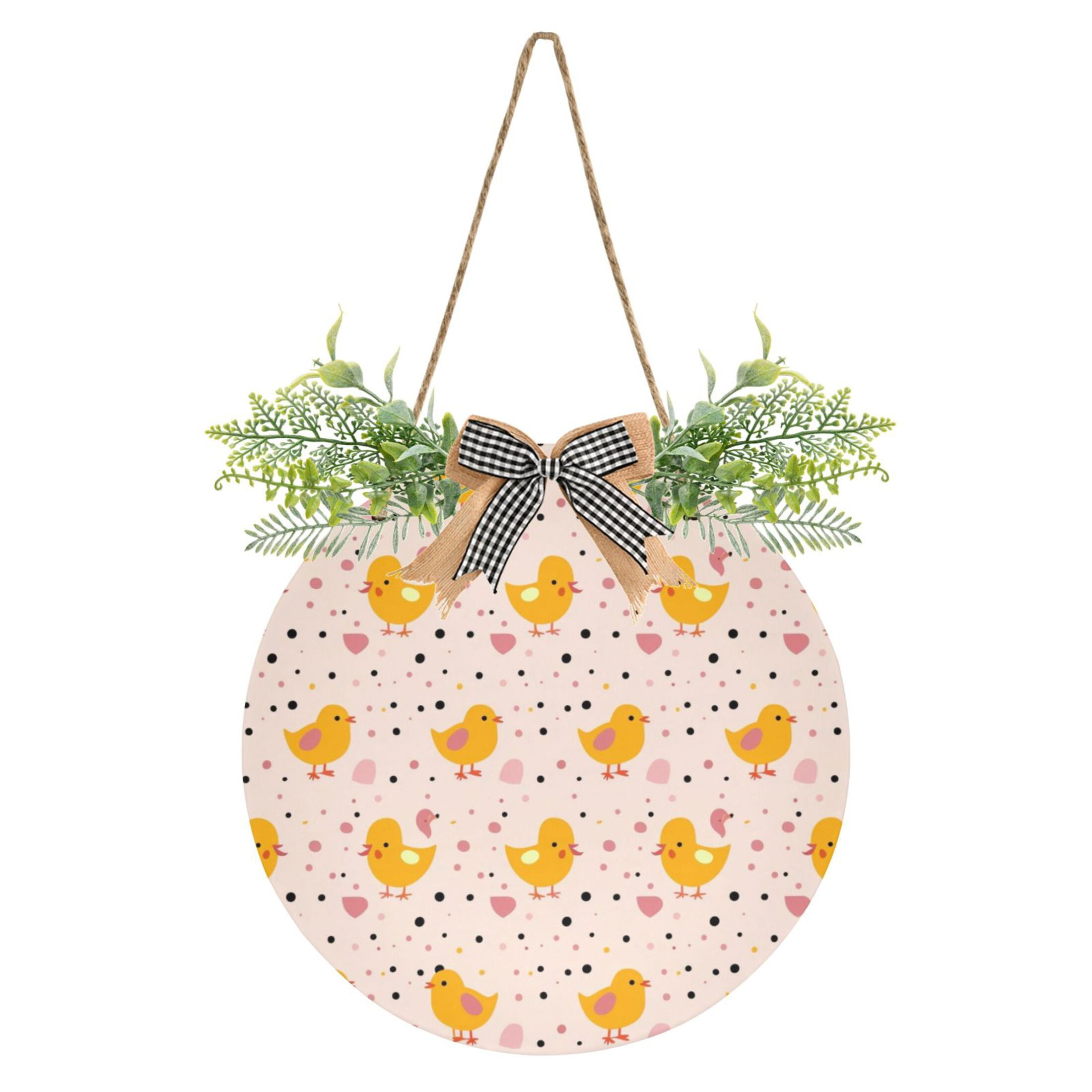 Welcome Door Sign Cute Ducks and Polka Dots 11.8" Round Front Entrance ...