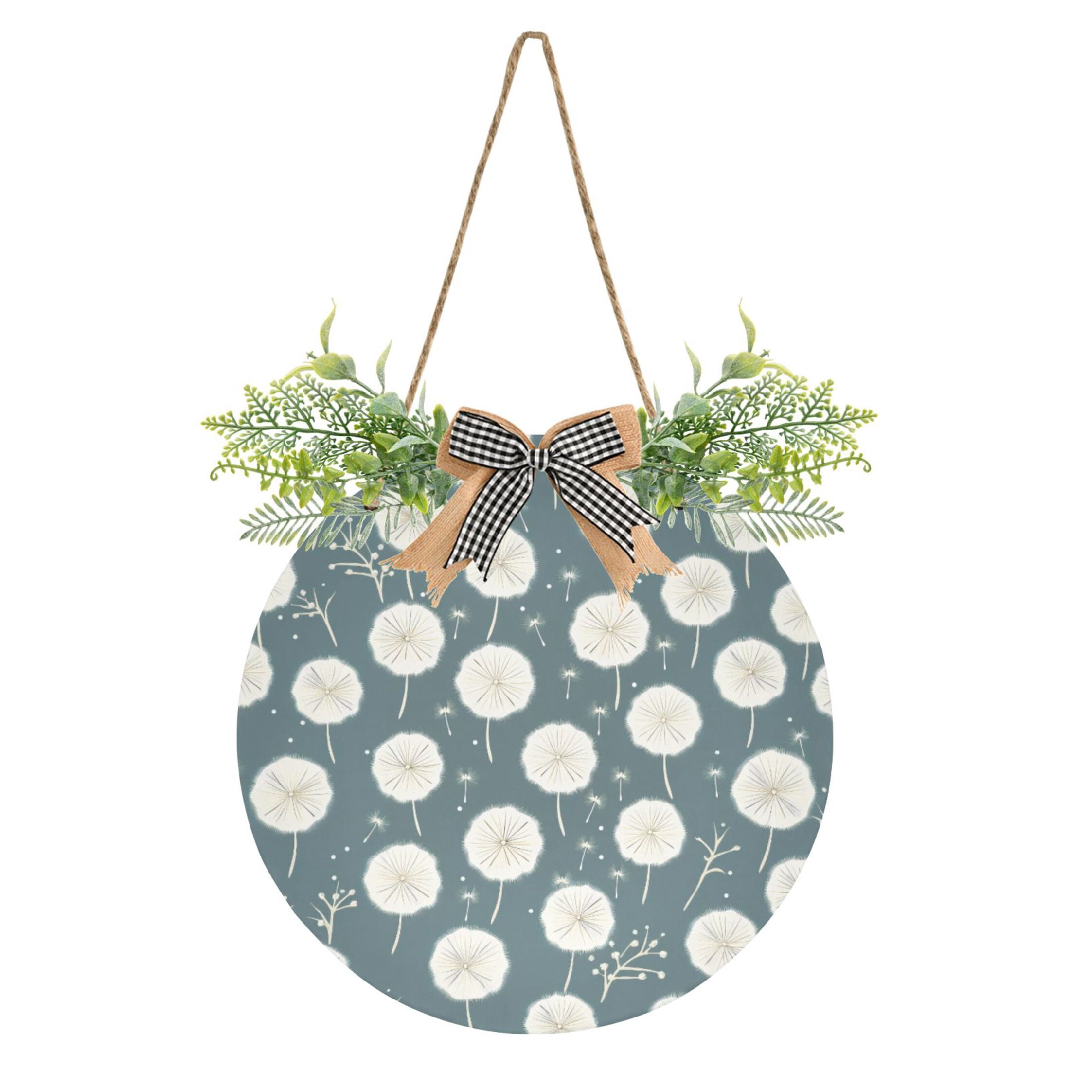 Welcome Door Sign Dandelions Flowers 11.8" Round Front Entrance Hanging ...