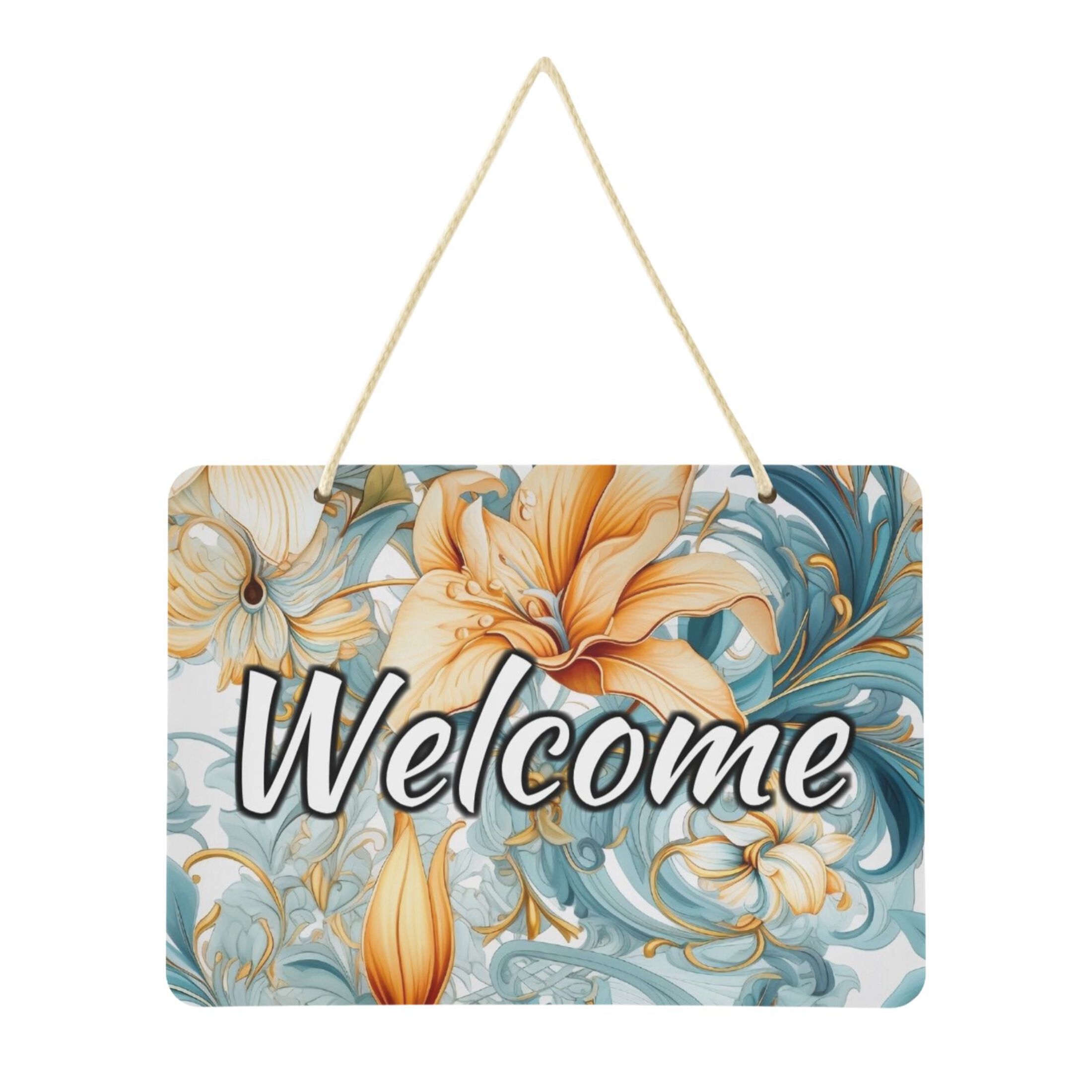 Welcome Door Sign Decoration 13.8" Rectangular Front Entrance Hanging ...