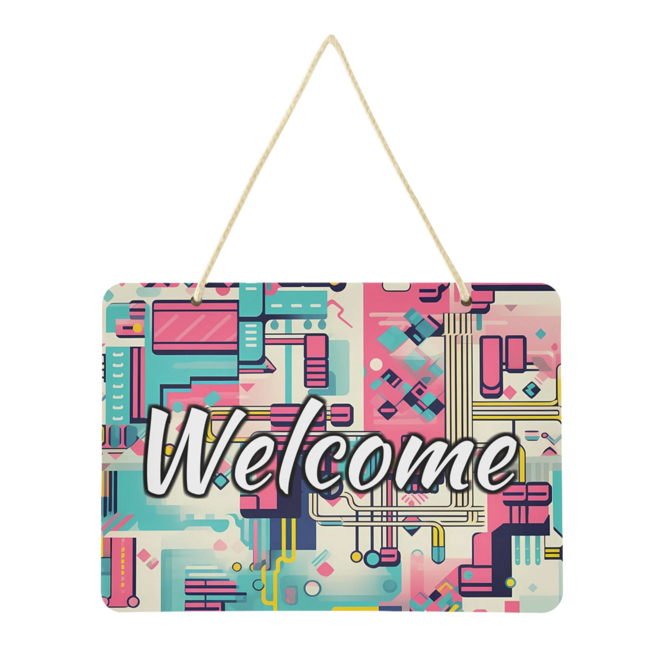 Welcome Door Sign Decoration 13.8" Rectangular Front Entrance Hanging ...