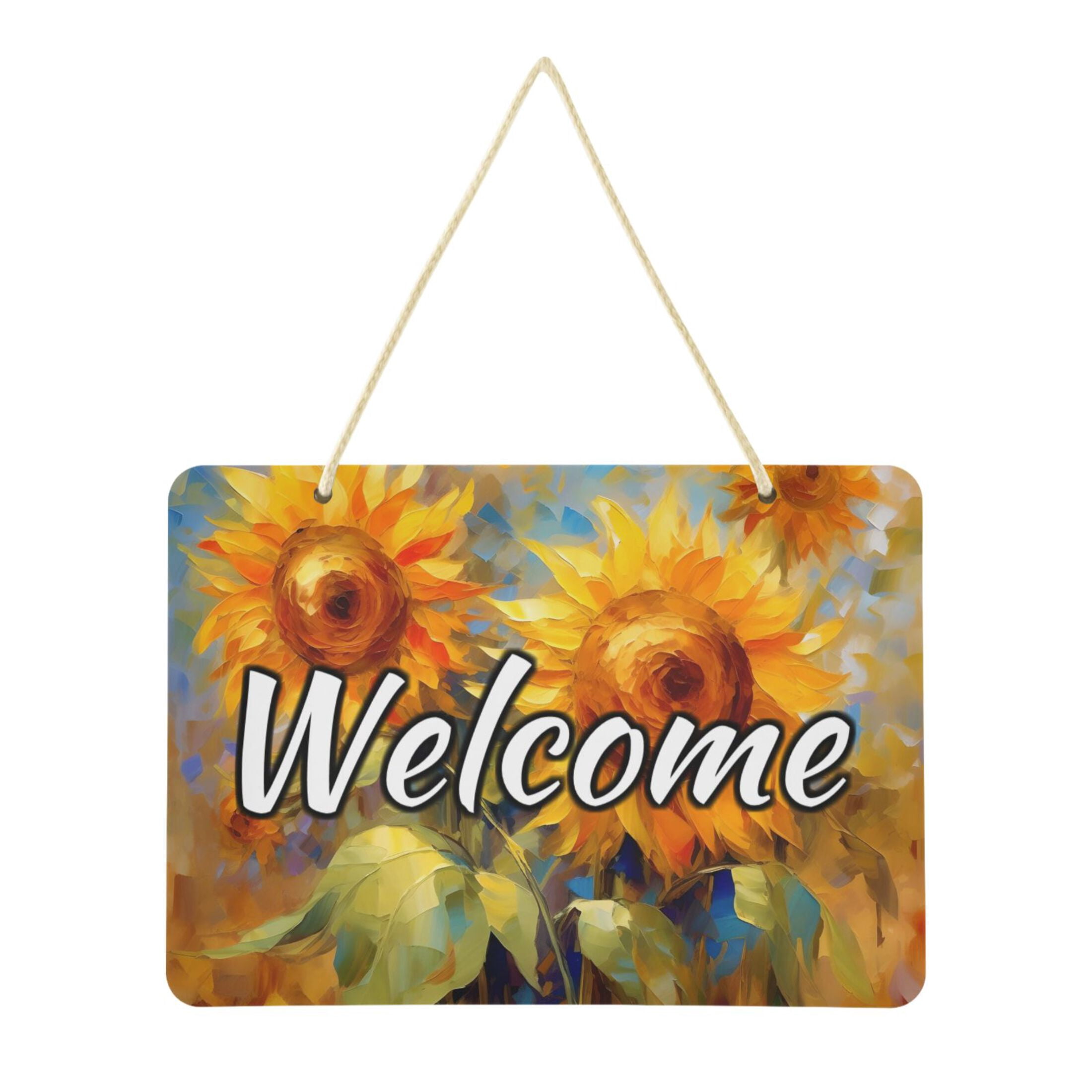 Welcome Door Sign Decoration 13.8" Rectangular Front Entrance Hanging ...