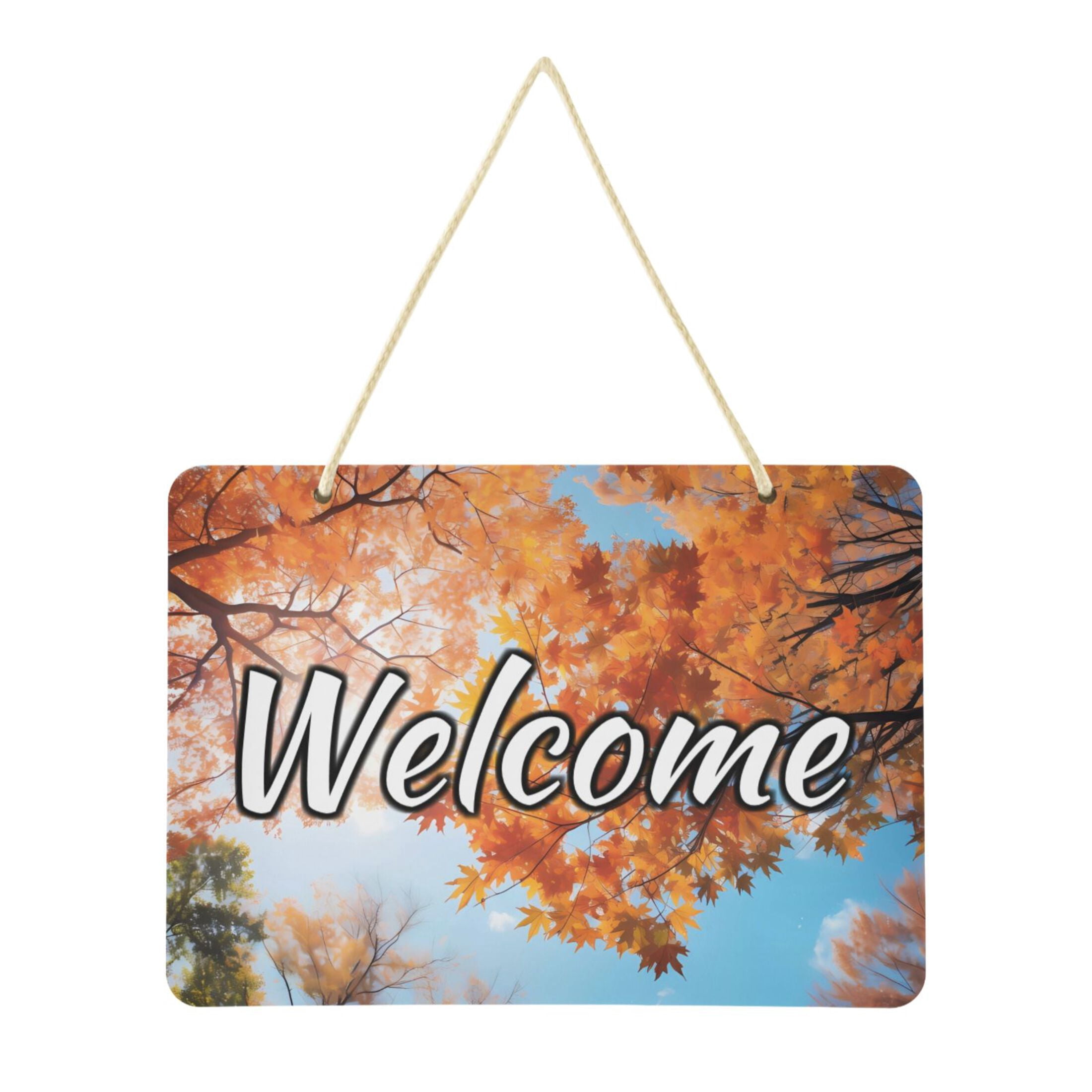 Welcome Door Sign Decoration 13.8" Rectangular Front Entrance Hanging ...