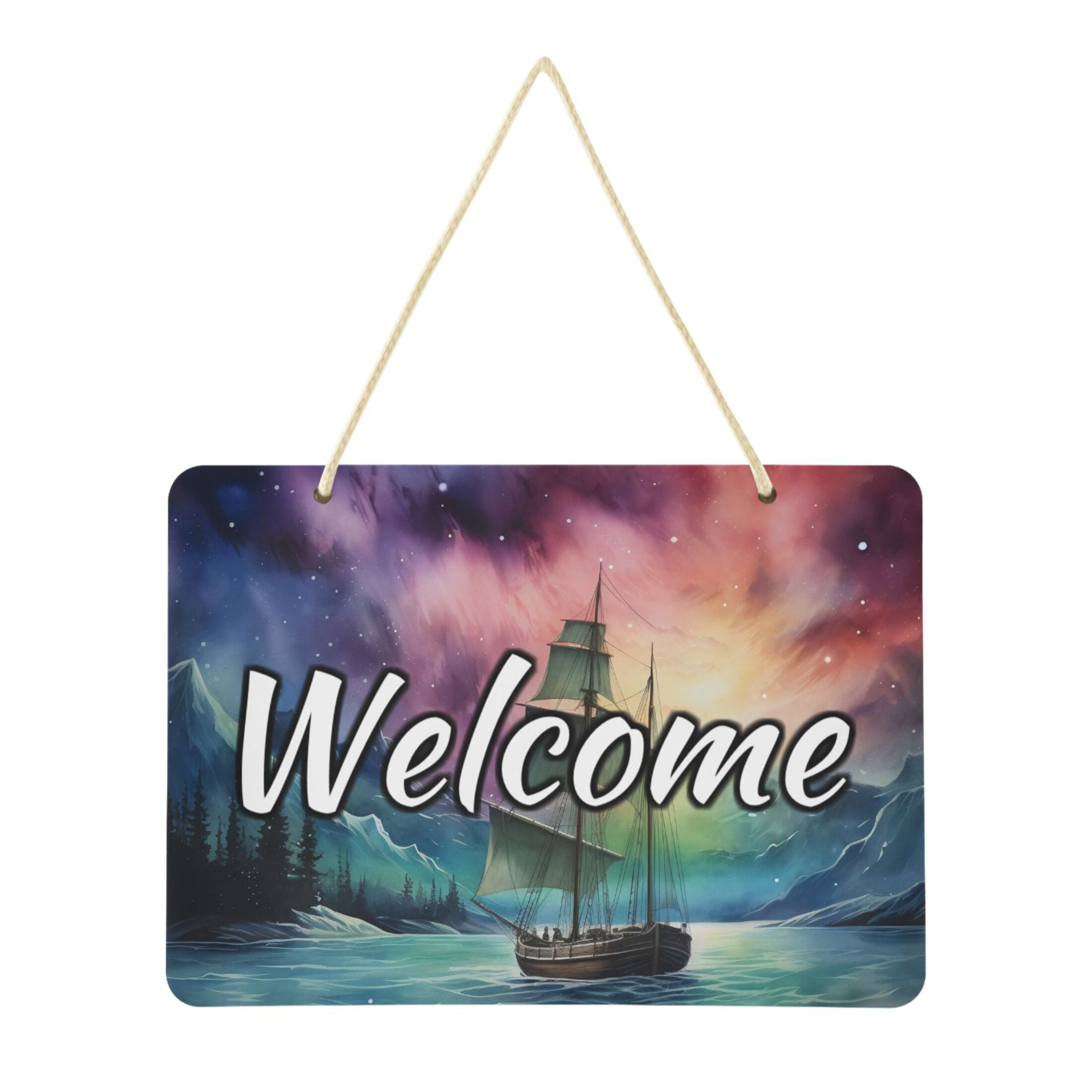 Welcome Door Sign Decoration 13.8" Rectangular Front Entrance Hanging ...