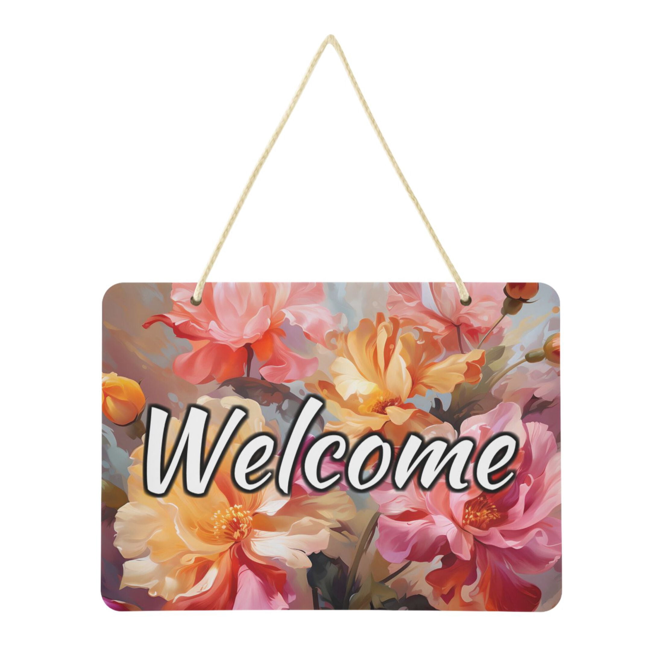 Welcome Door Sign Decoration 13.8" Rectangular Front Entrance Hanging ...
