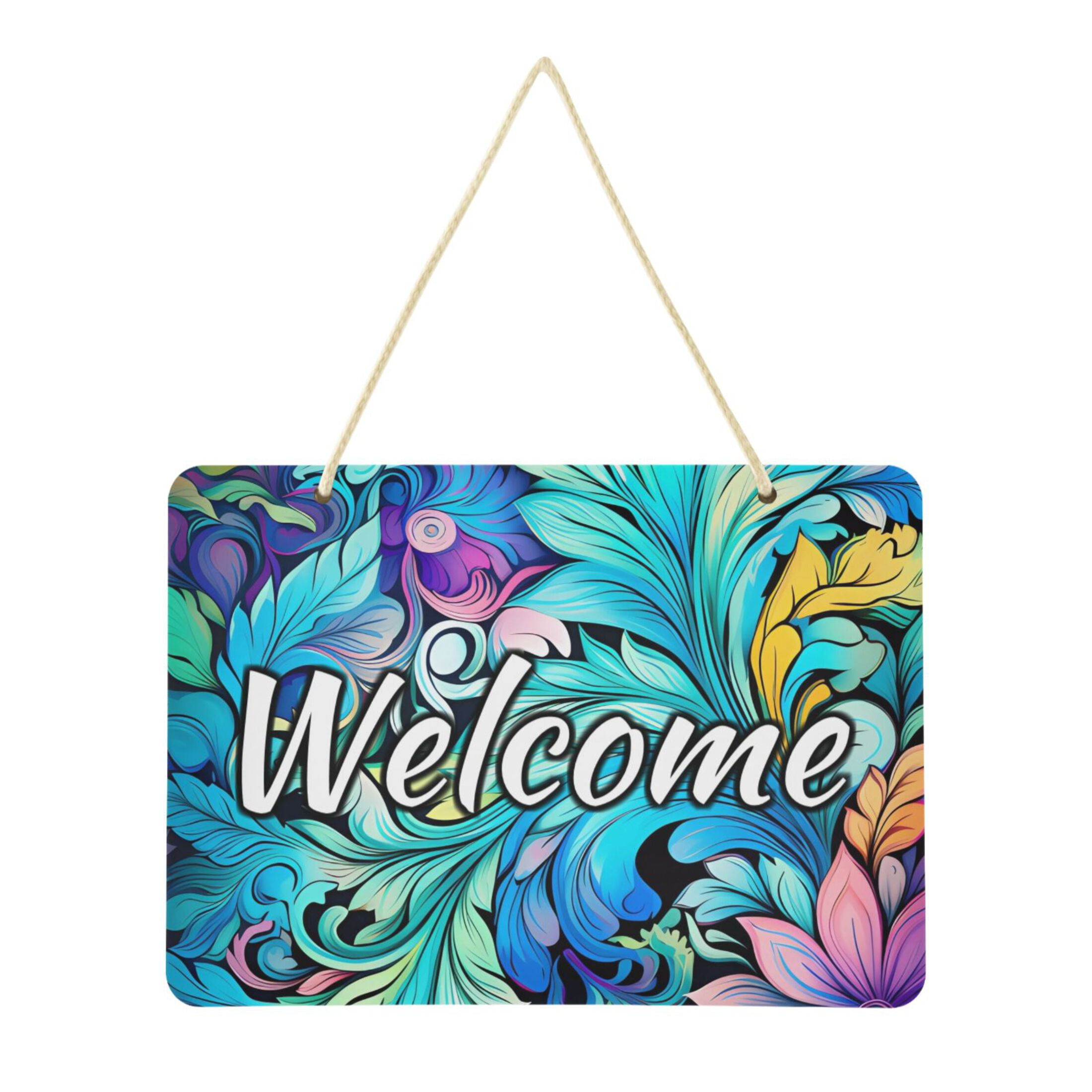 Welcome Door Sign Decoration 13.8" Rectangular Front Entrance Hanging ...
