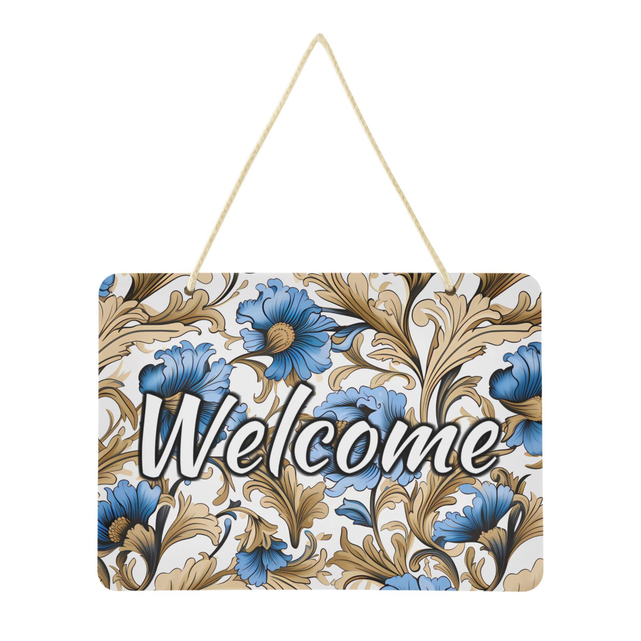 Welcome Door Sign Decoration 13.8" Rectangular Front Entrance Hanging ...