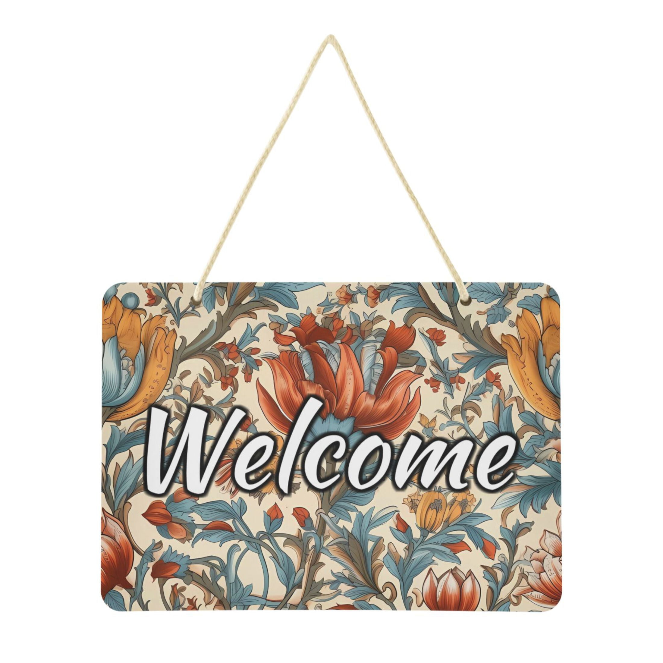Welcome Door Sign Decoration 13.8" Rectangular Front Entrance Hanging ...