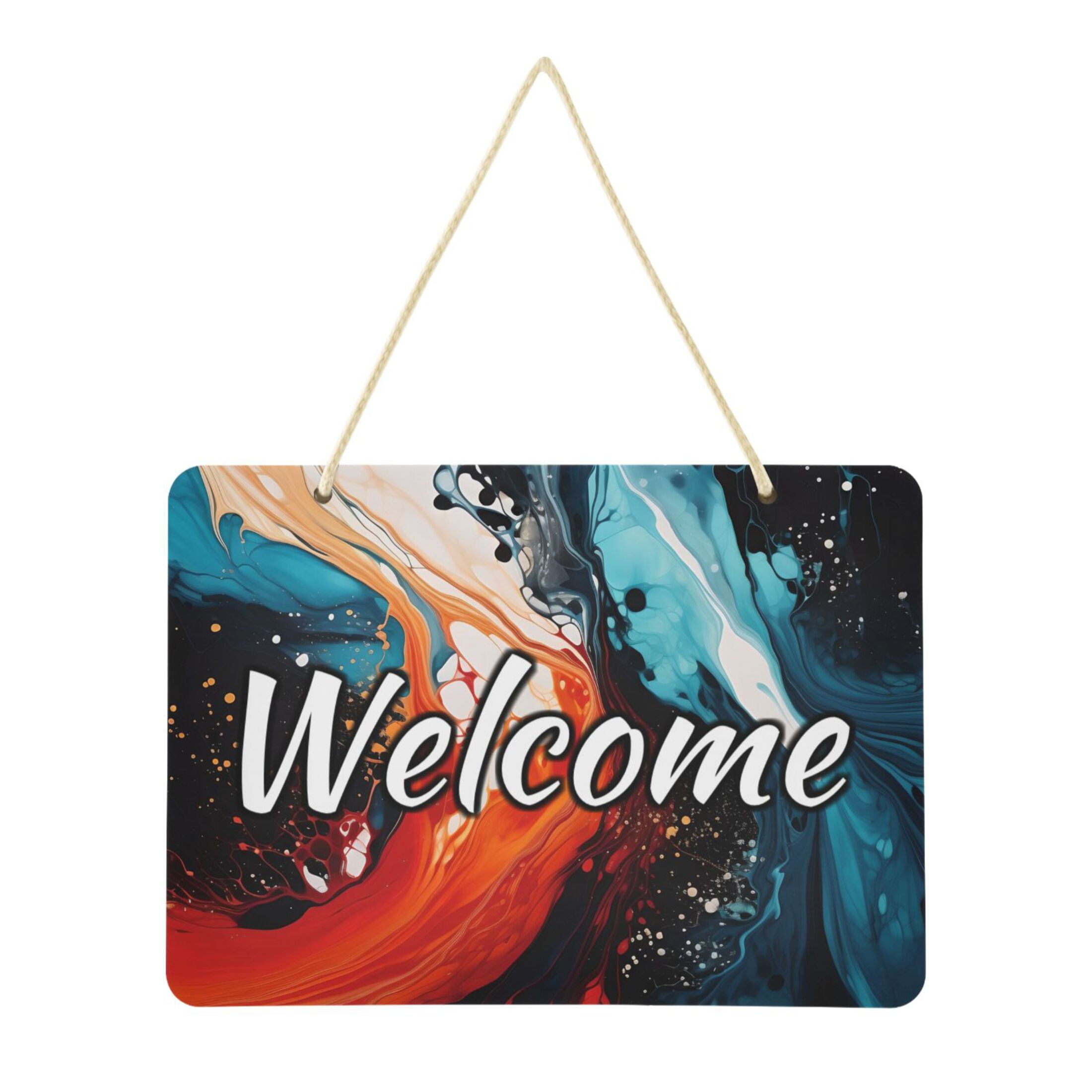 Welcome Door Sign Decoration 13.8" Rectangular Front Entrance Hanging ...