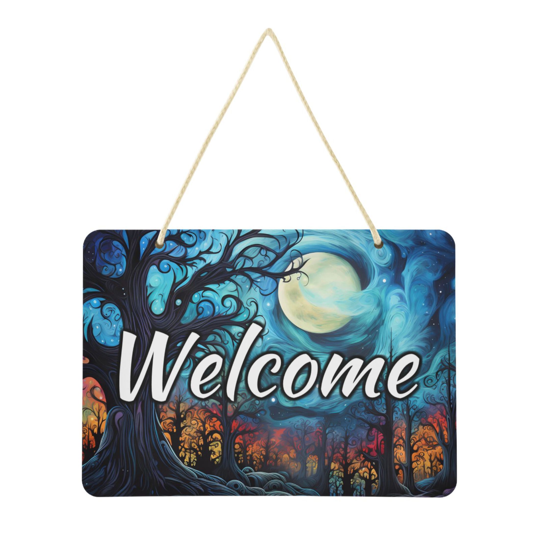 Welcome Door Sign Decoration 13.8" Rectangular Front Entrance Hanging ...