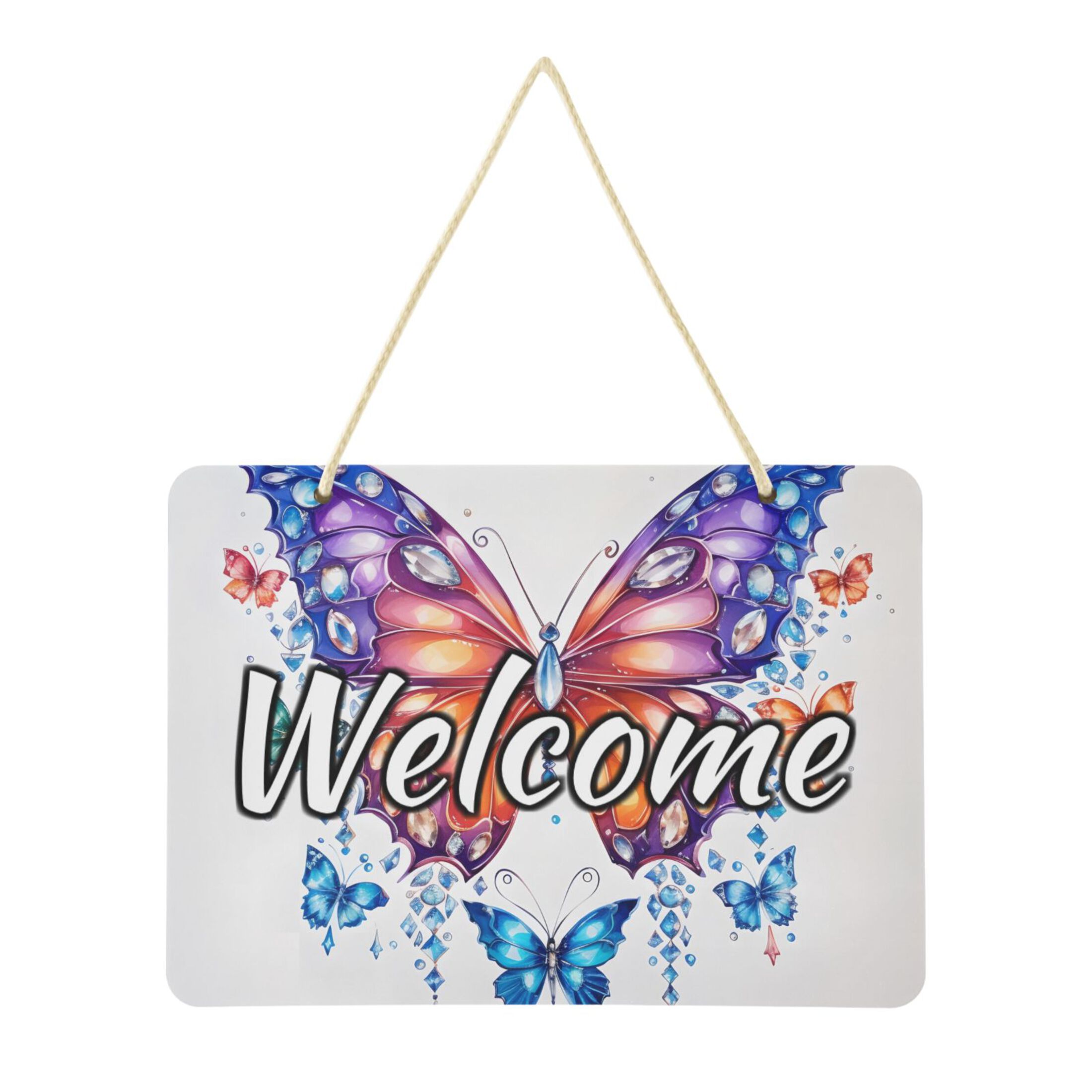 Welcome Door Sign Decoration 13.8" Rectangular Front Entrance Hanging ...