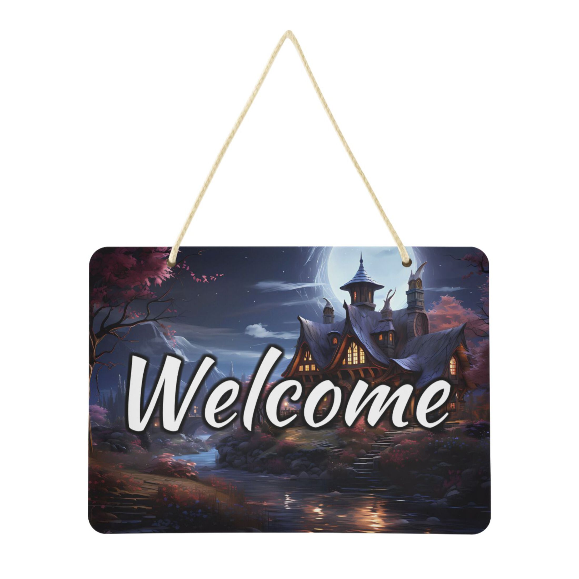 Welcome Door Sign Decoration 13.8" Rectangular Front Entrance Hanging ...