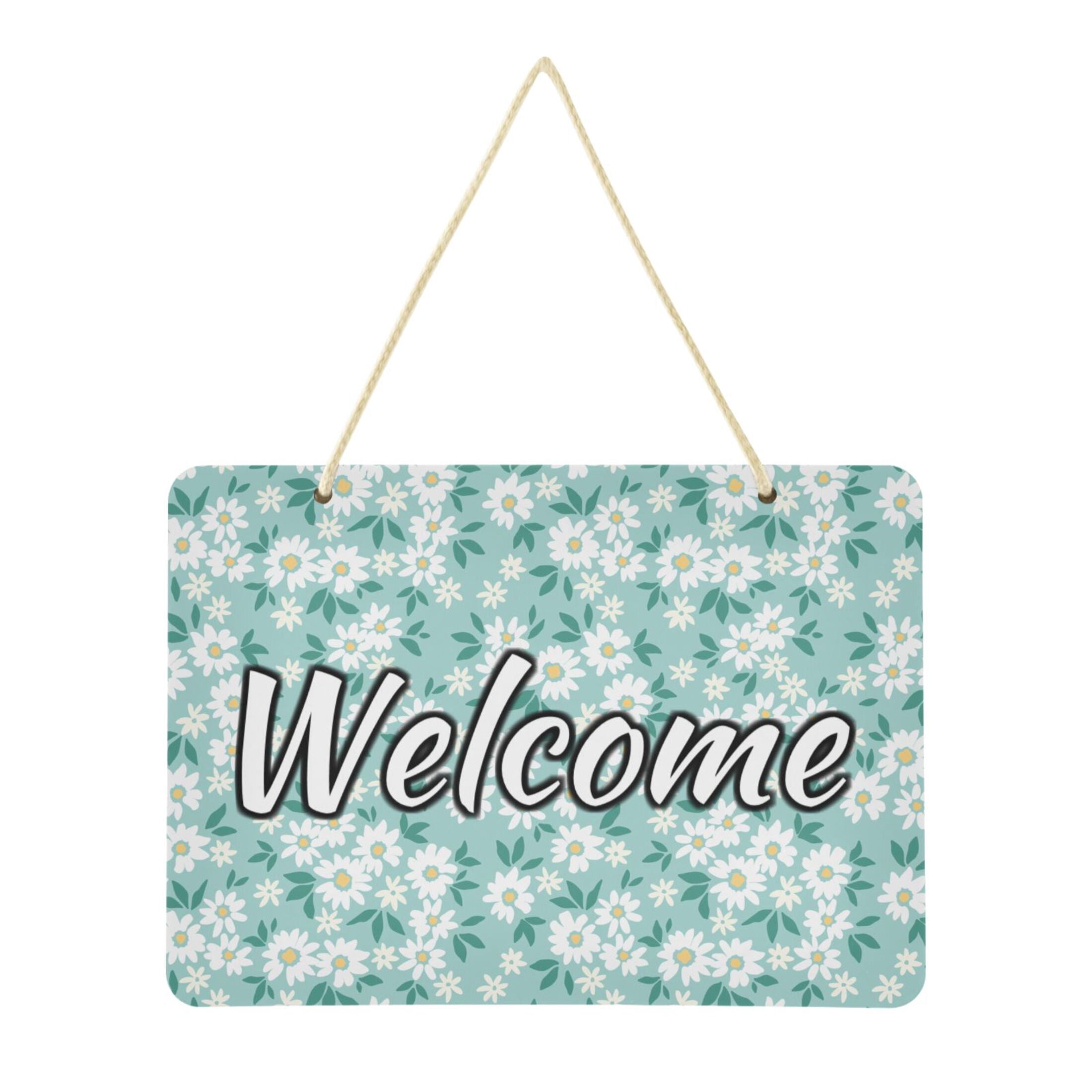 Welcome Door Sign Decoration 13.8" Rectangular Front Entrance Hanging ...
