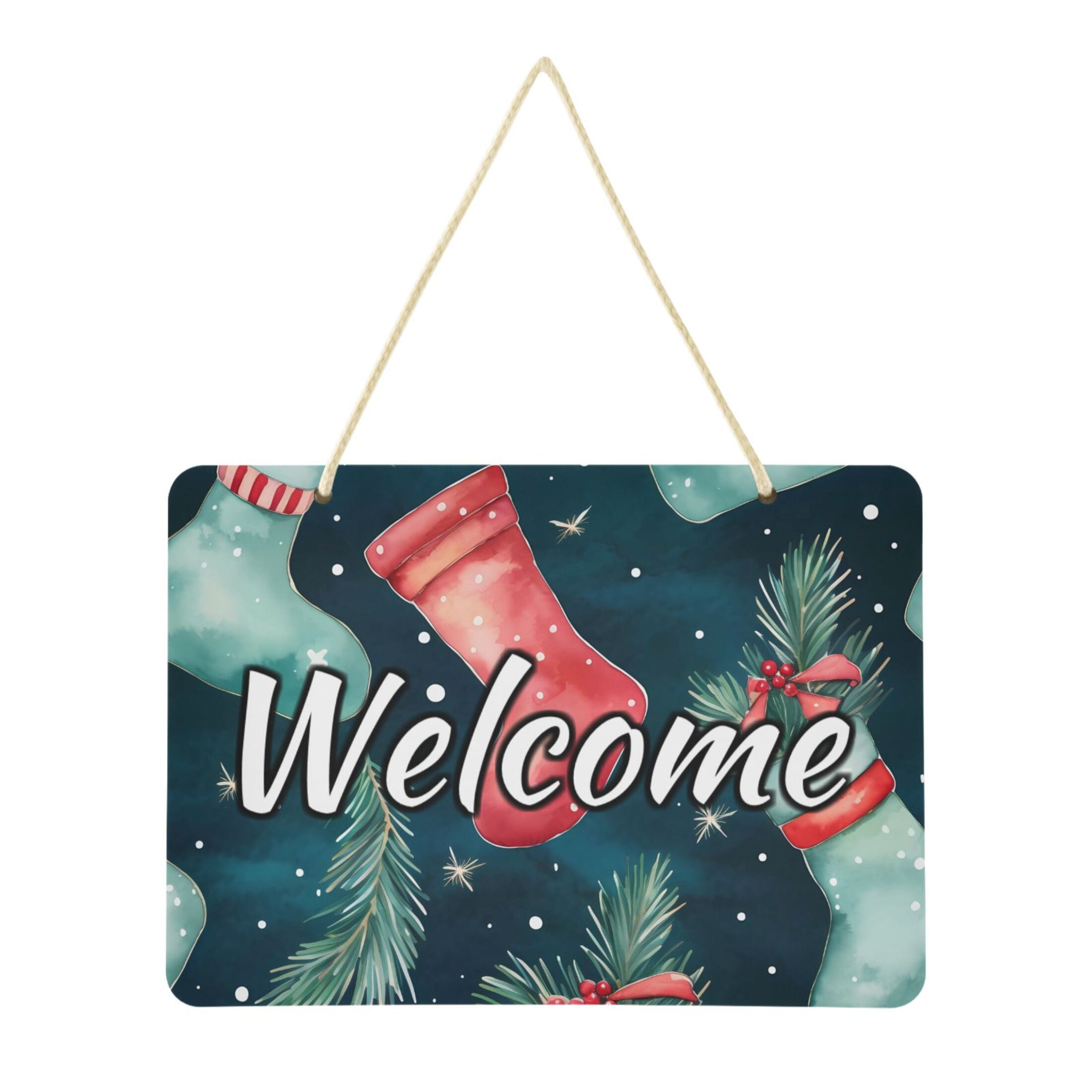 Welcome Door Sign Decoration 13.8" Rectangular Front Entrance Hanging ...