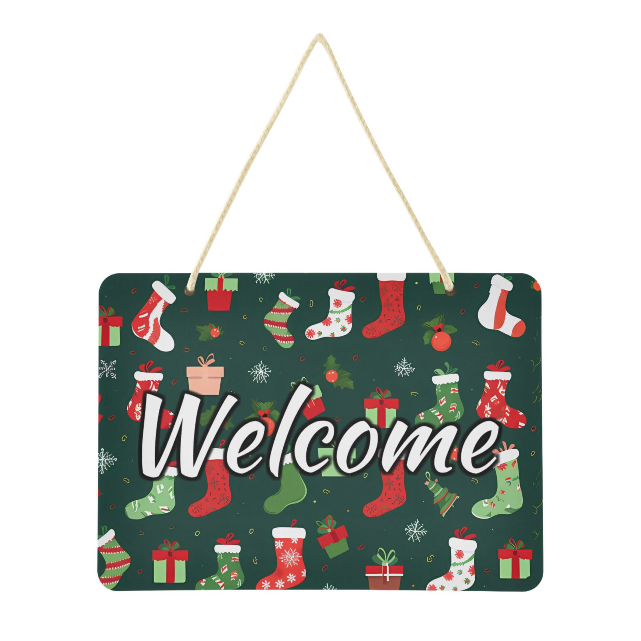 Welcome Door Sign Decoration 13.8" Rectangular Front Entrance Hanging ...