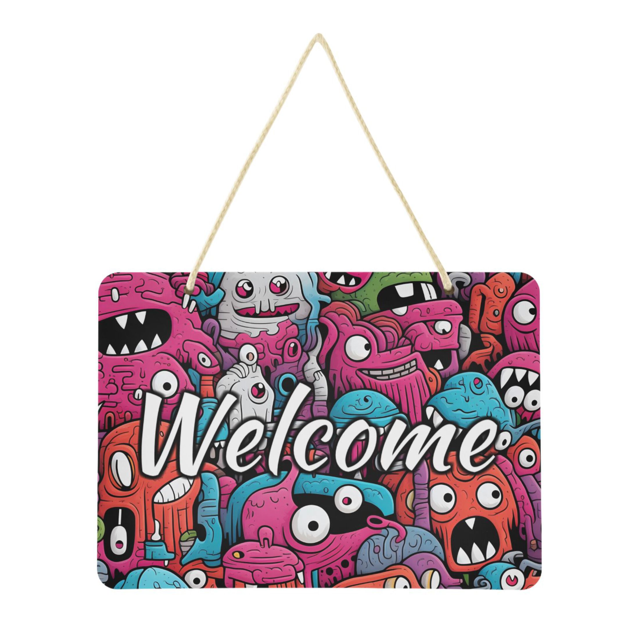 Welcome Door Sign Decoration 13.8" Rectangular Front Entrance Hanging ...