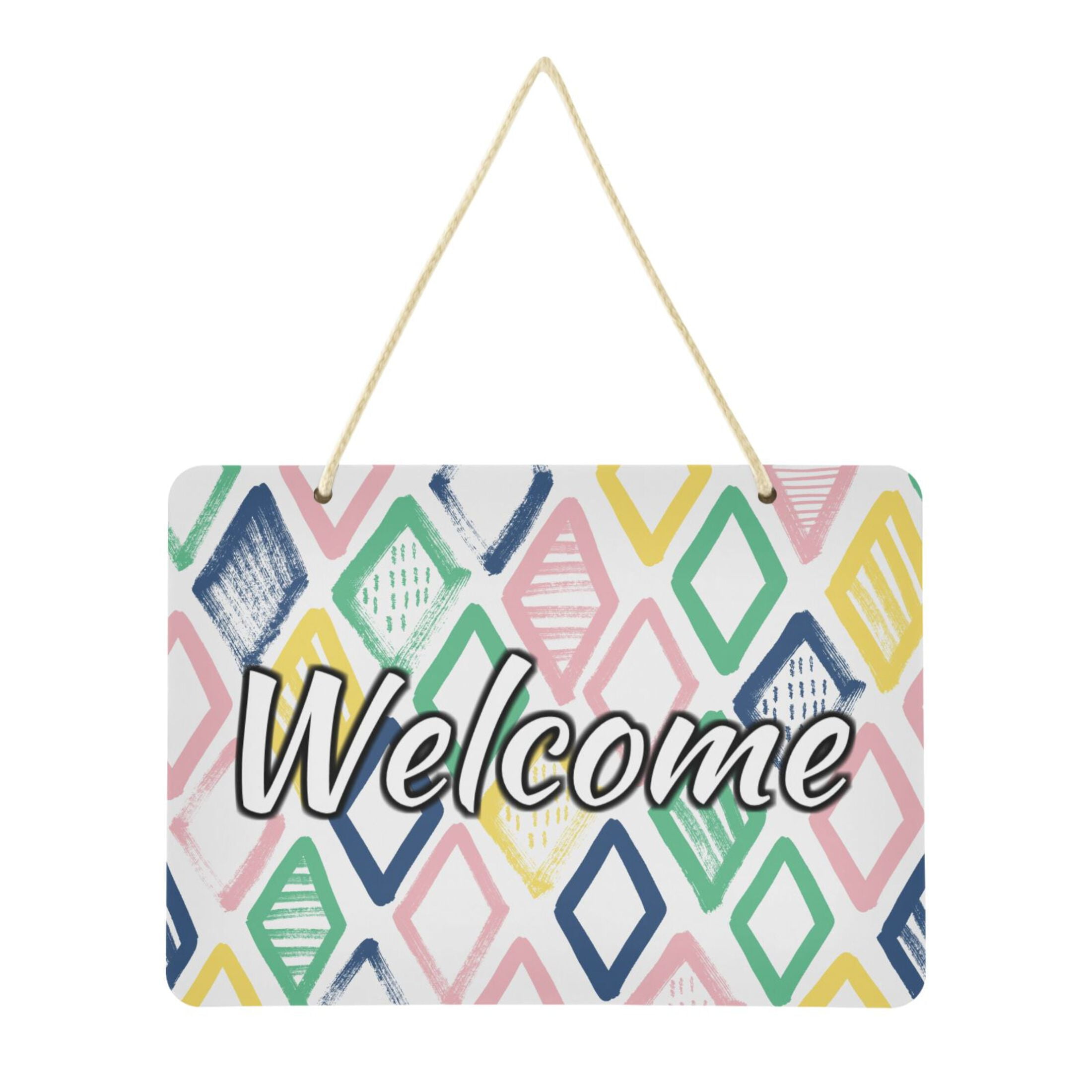 Welcome Door Sign Decoration 13.8" Rectangular Front Entrance Hanging ...