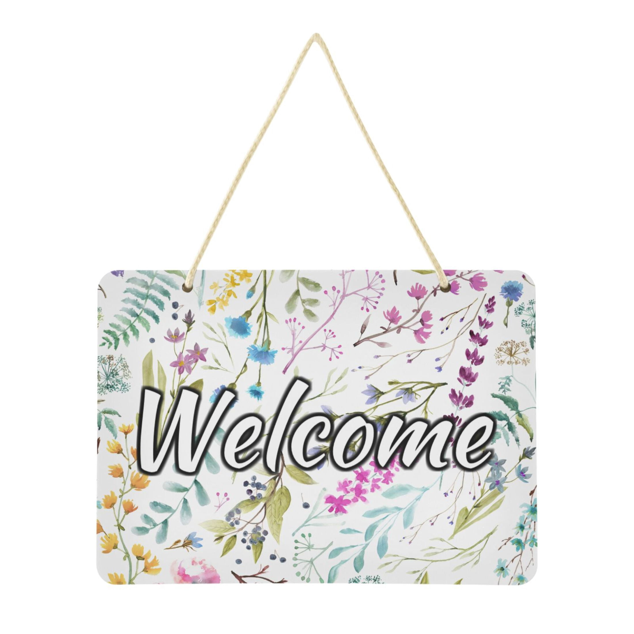 Welcome Door Sign Decoration 13.8" Rectangular Front Entrance Hanging ...