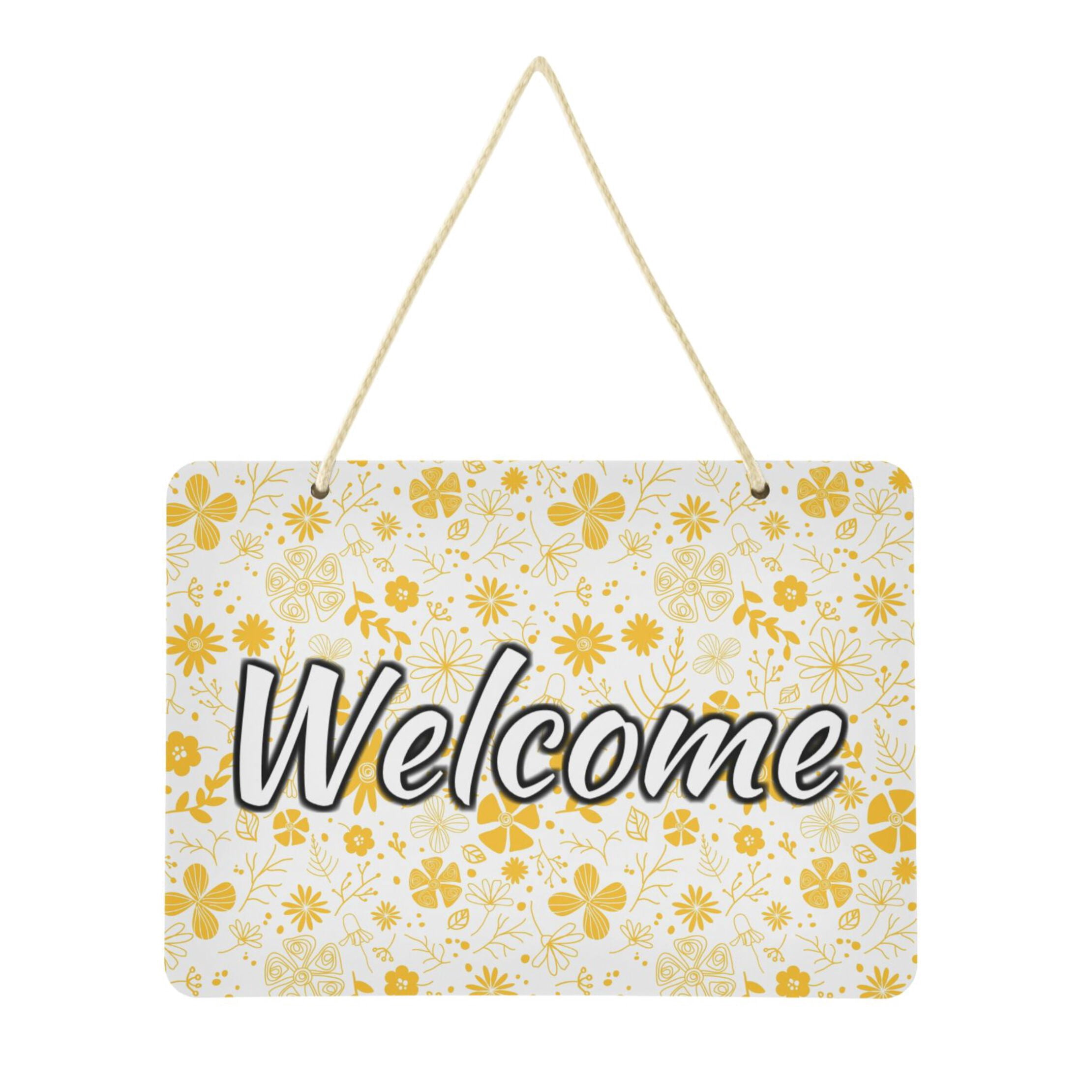 Welcome Door Sign Decoration 13.8" Rectangular Front Entrance Hanging ...