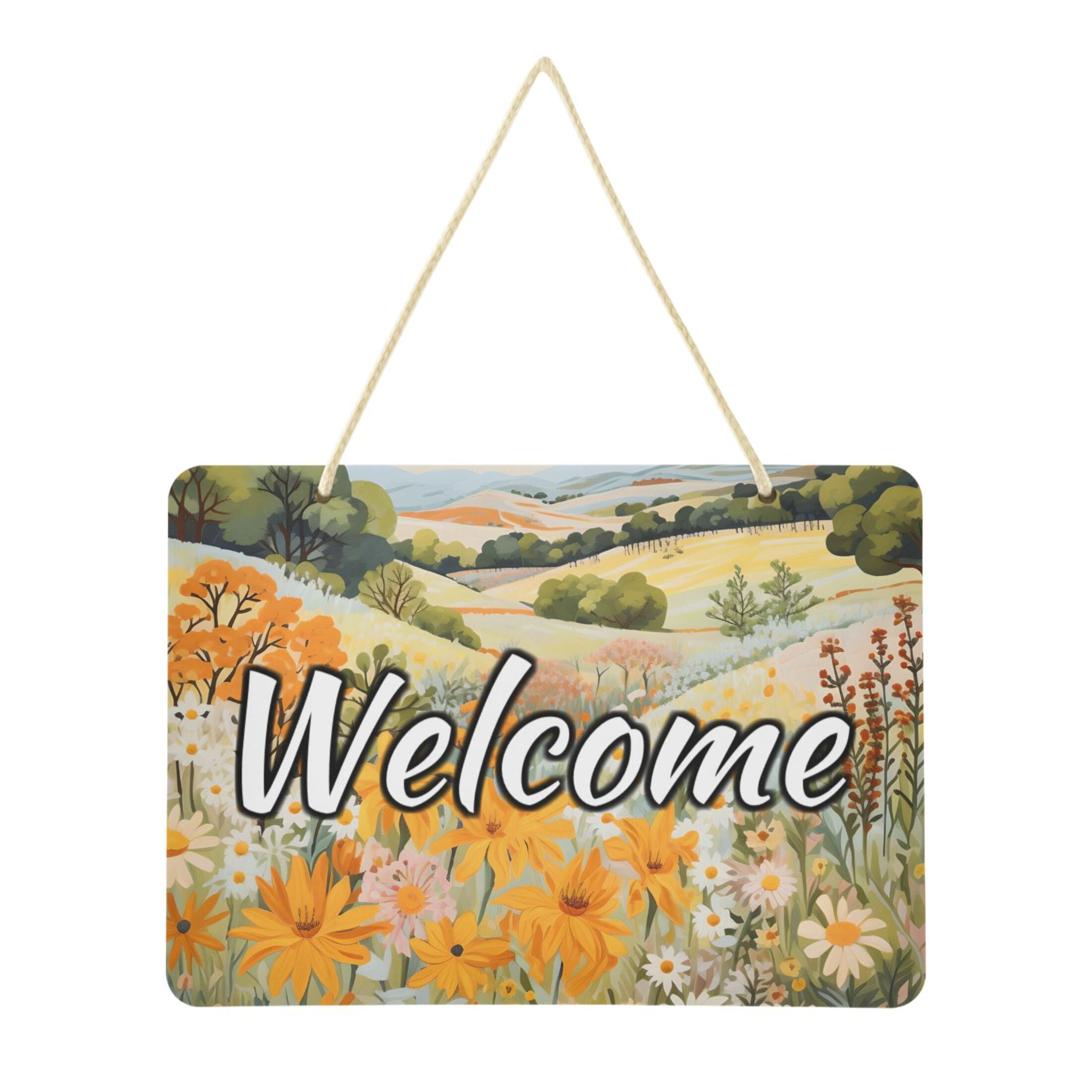 Welcome Door Sign Decoration 13.8" Rectangular Front Entrance Hanging ...
