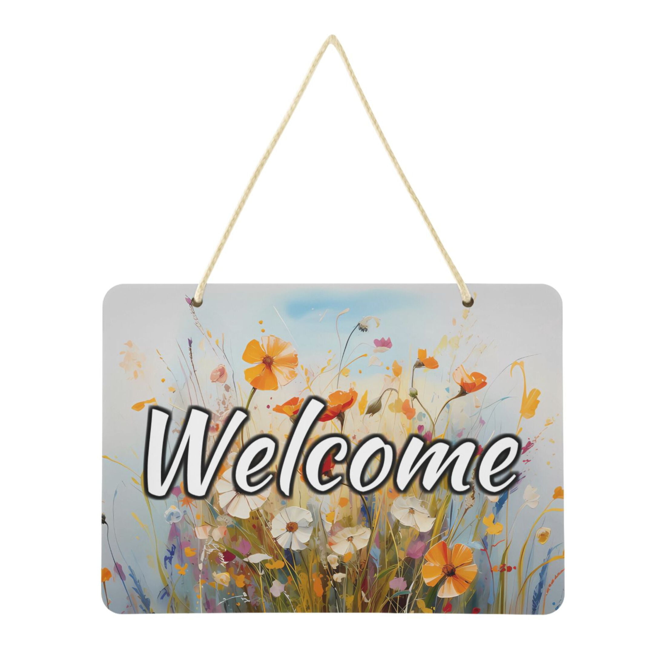 Welcome Door Sign Decoration 13.8" Rectangular Front Entrance Hanging ...