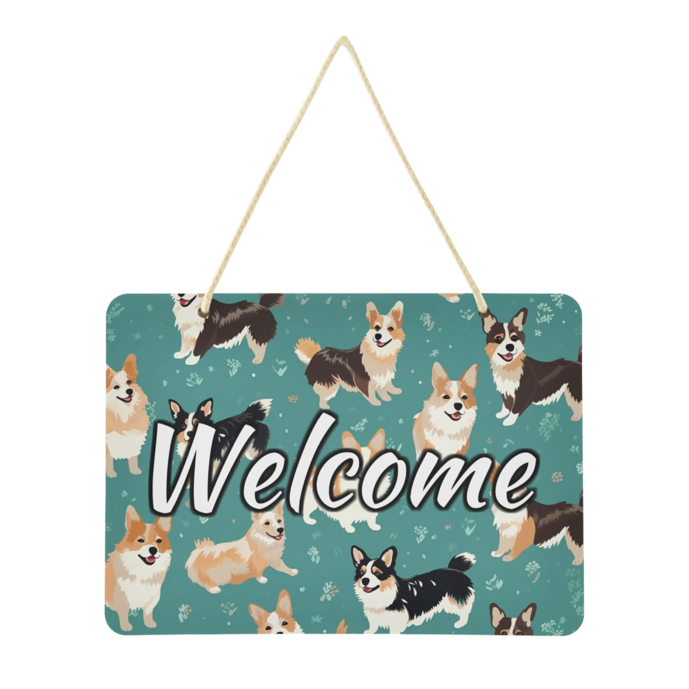Welcome Door Sign Decoration 13.8" Rectangular Front Entrance Hanging ...