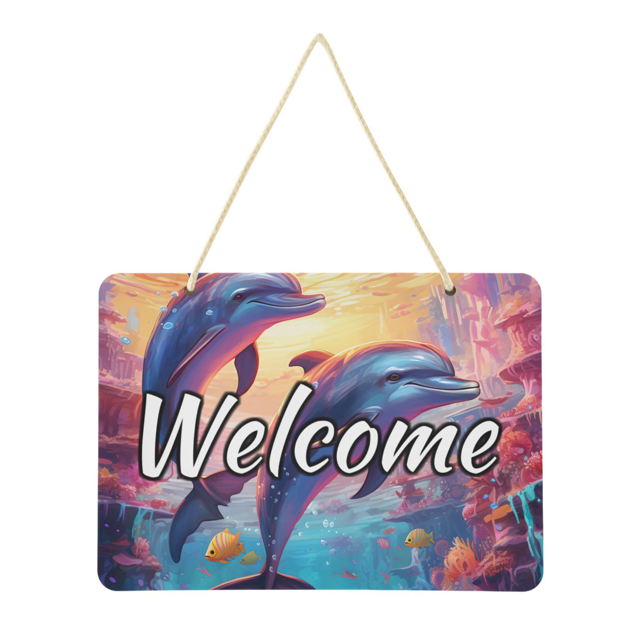Welcome Door Sign Decoration 13.8" Rectangular Front Entrance Hanging ...