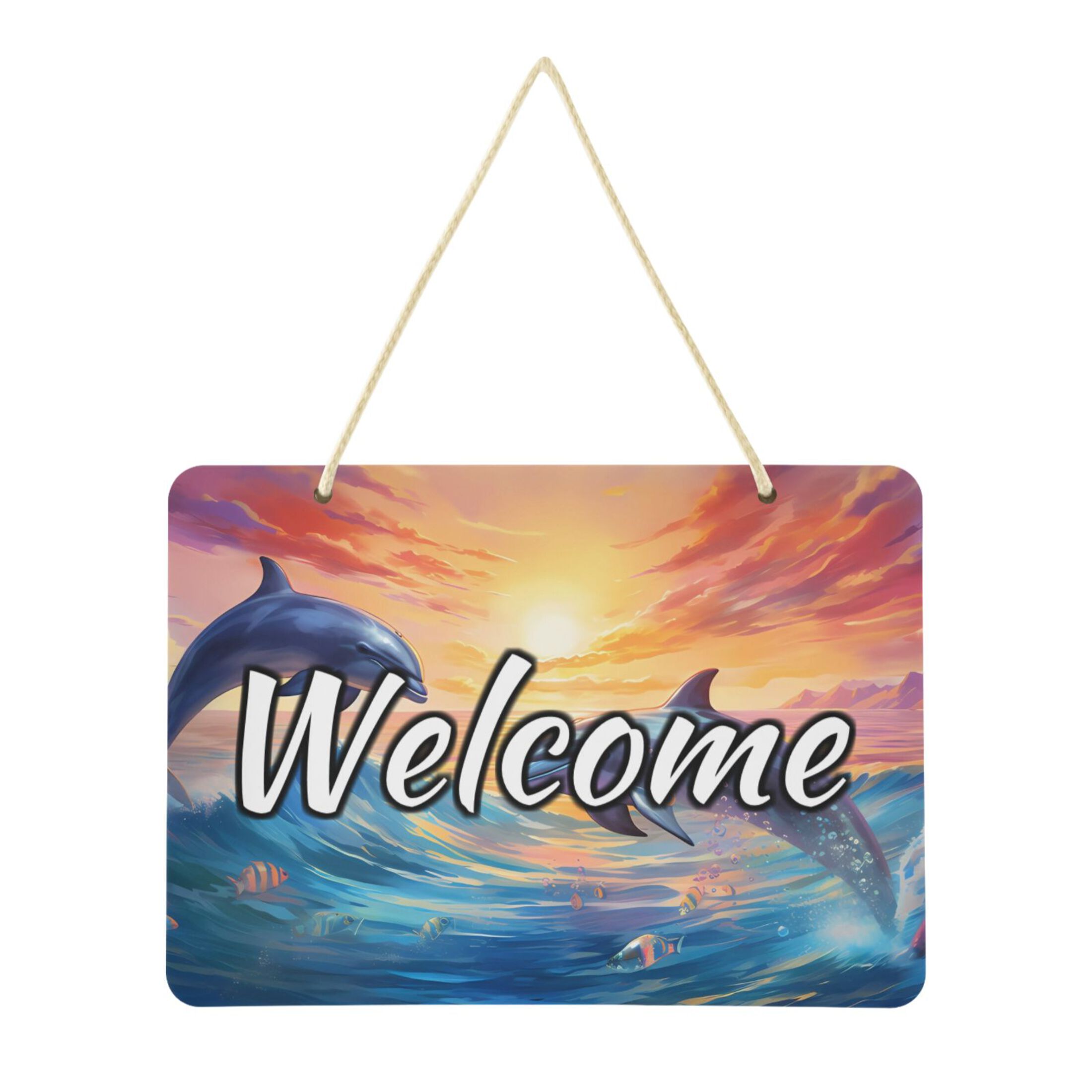 Welcome Door Sign Decoration 13.8" Rectangular Front Entrance Hanging ...