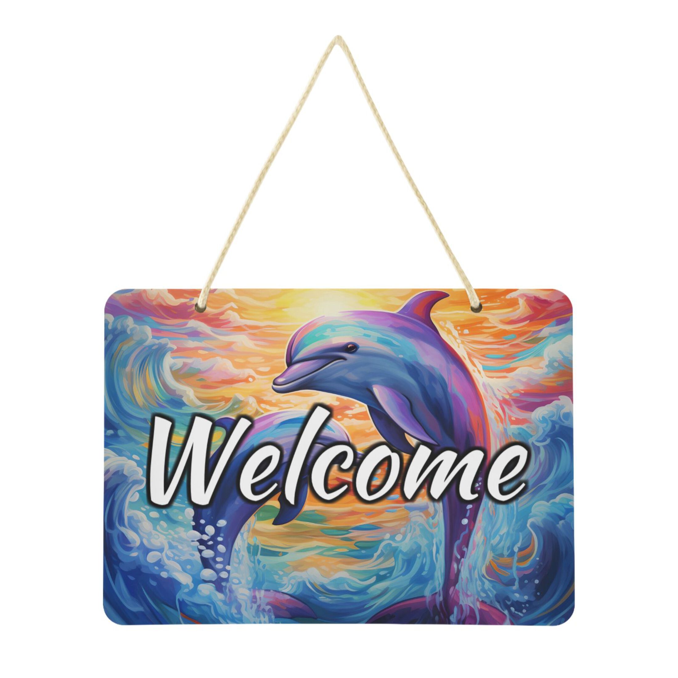 Welcome Door Sign Decoration 13.8" Rectangular Front Entrance Hanging ...