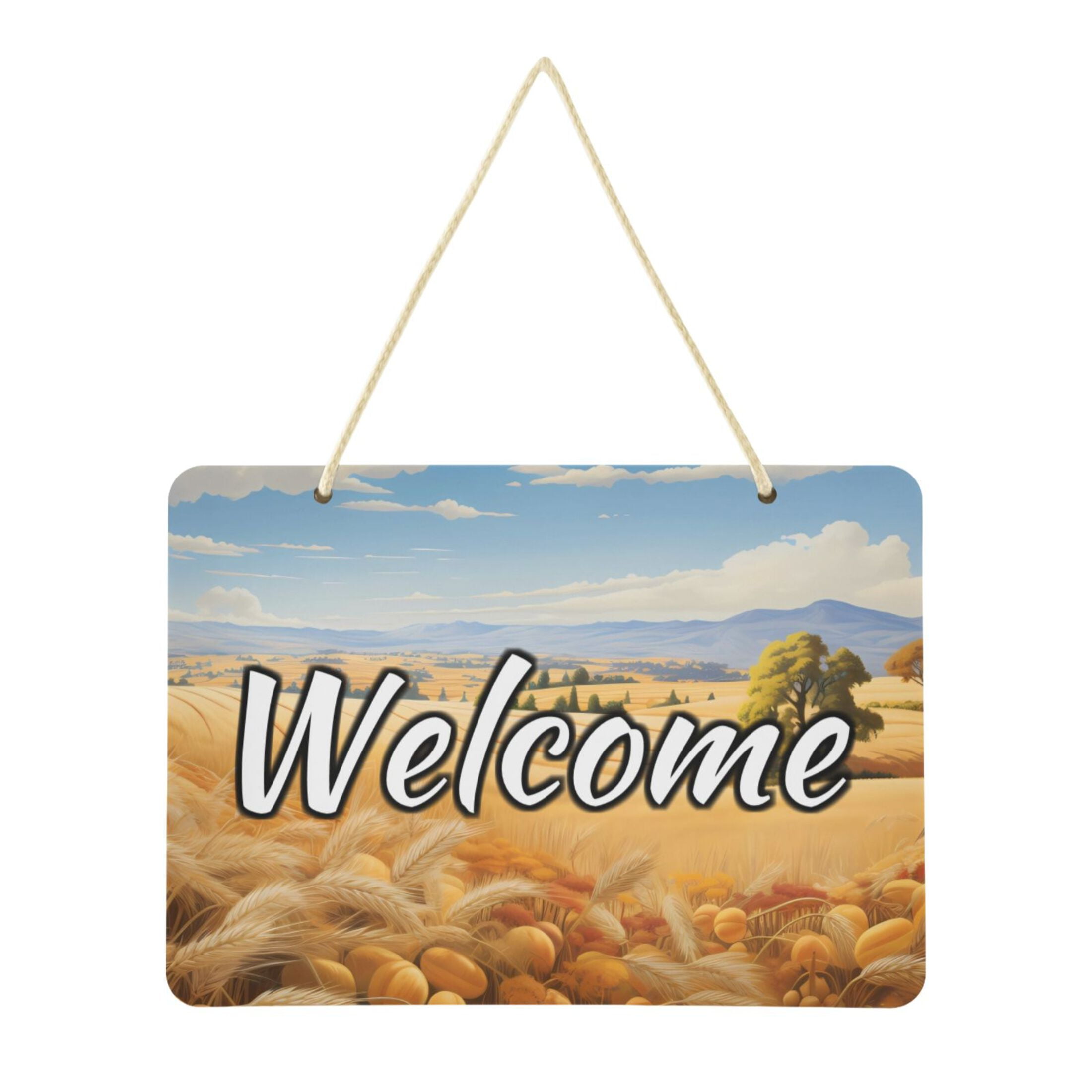 Welcome Door Sign Decoration 13.8" Rectangular Front Entrance Hanging ...