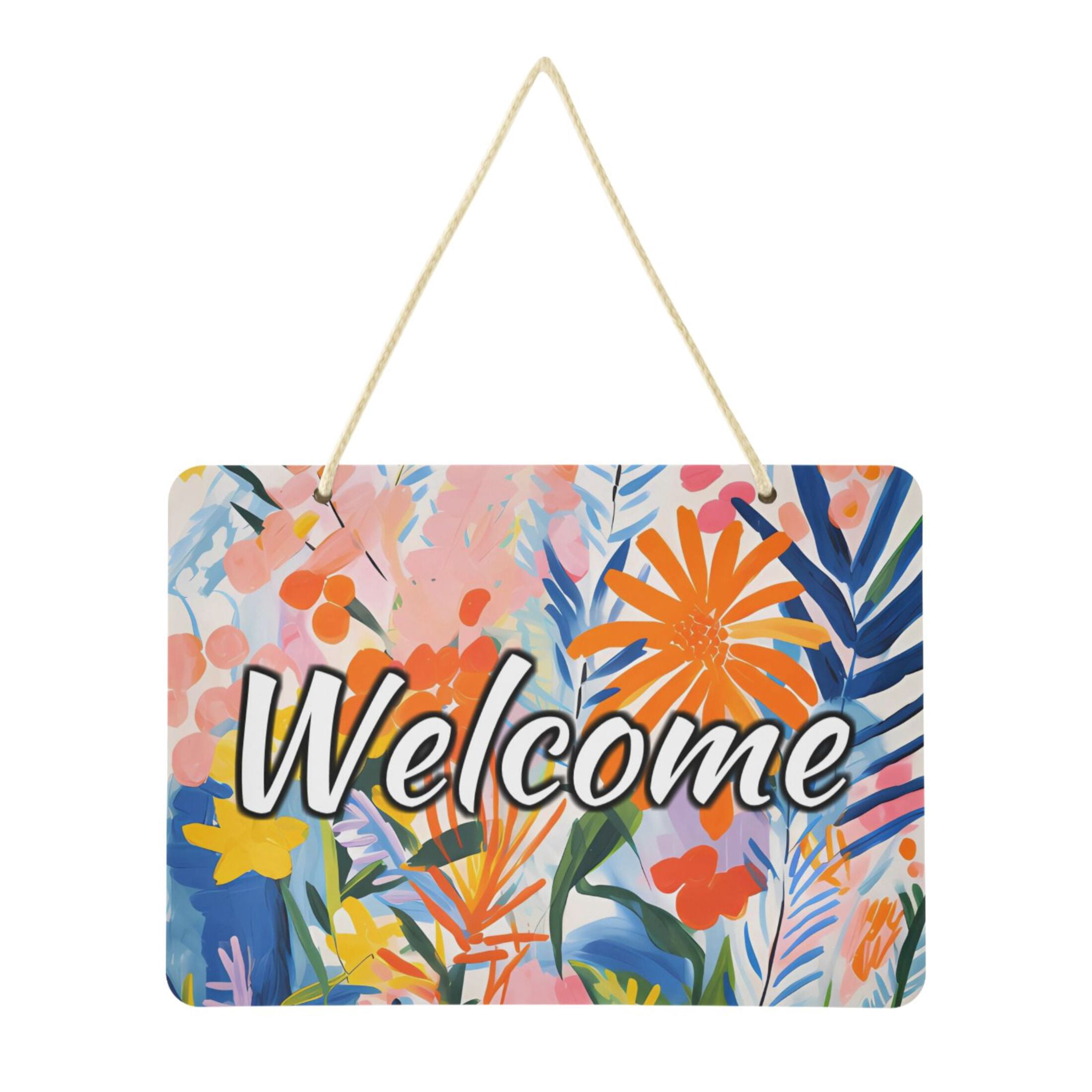 Welcome Door Sign Decoration 13.8" Rectangular Front Entrance Hanging ...